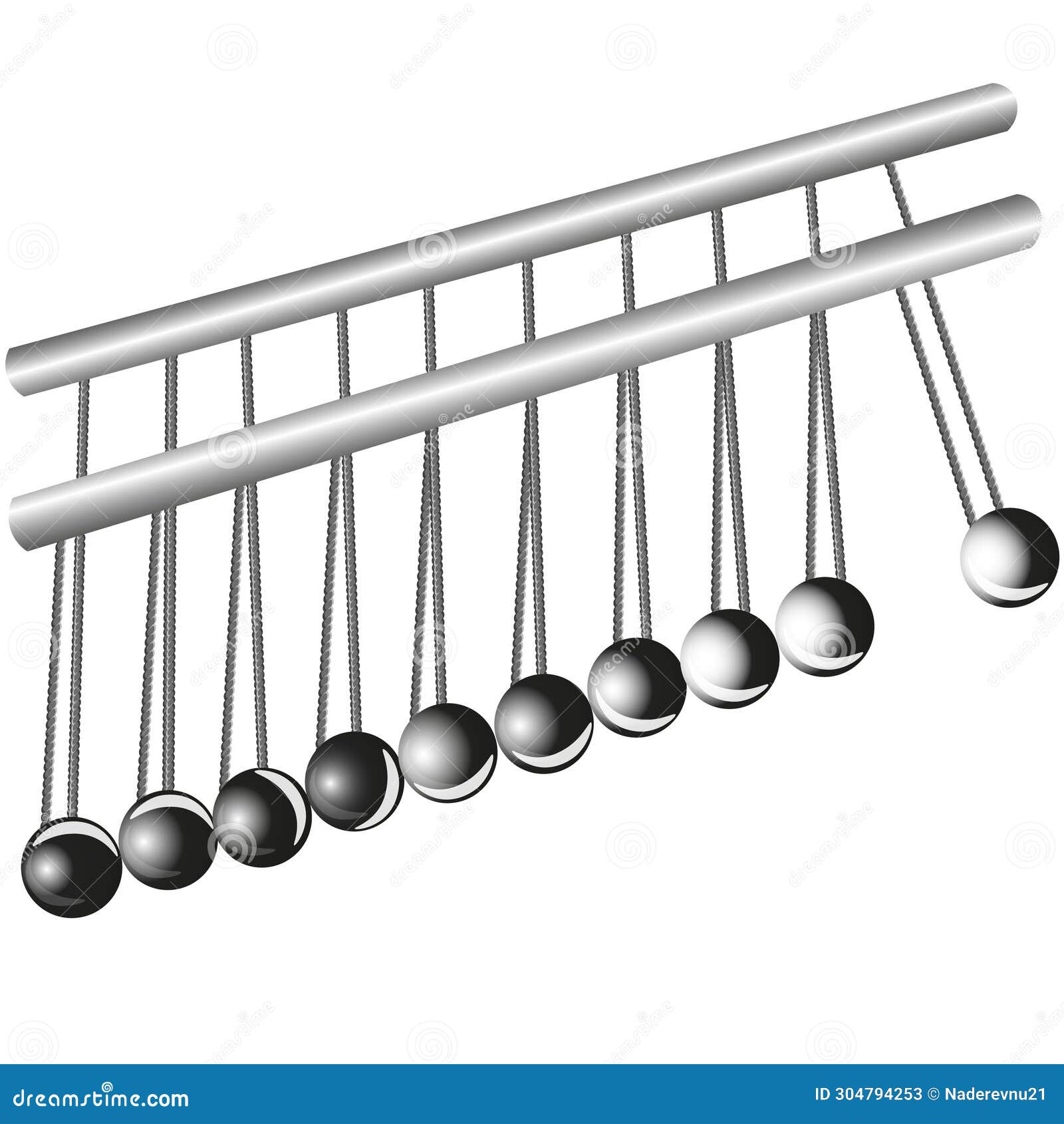 Newton S Pendulum. Metal Balls Suspended by Two Threads Stock Vector ...