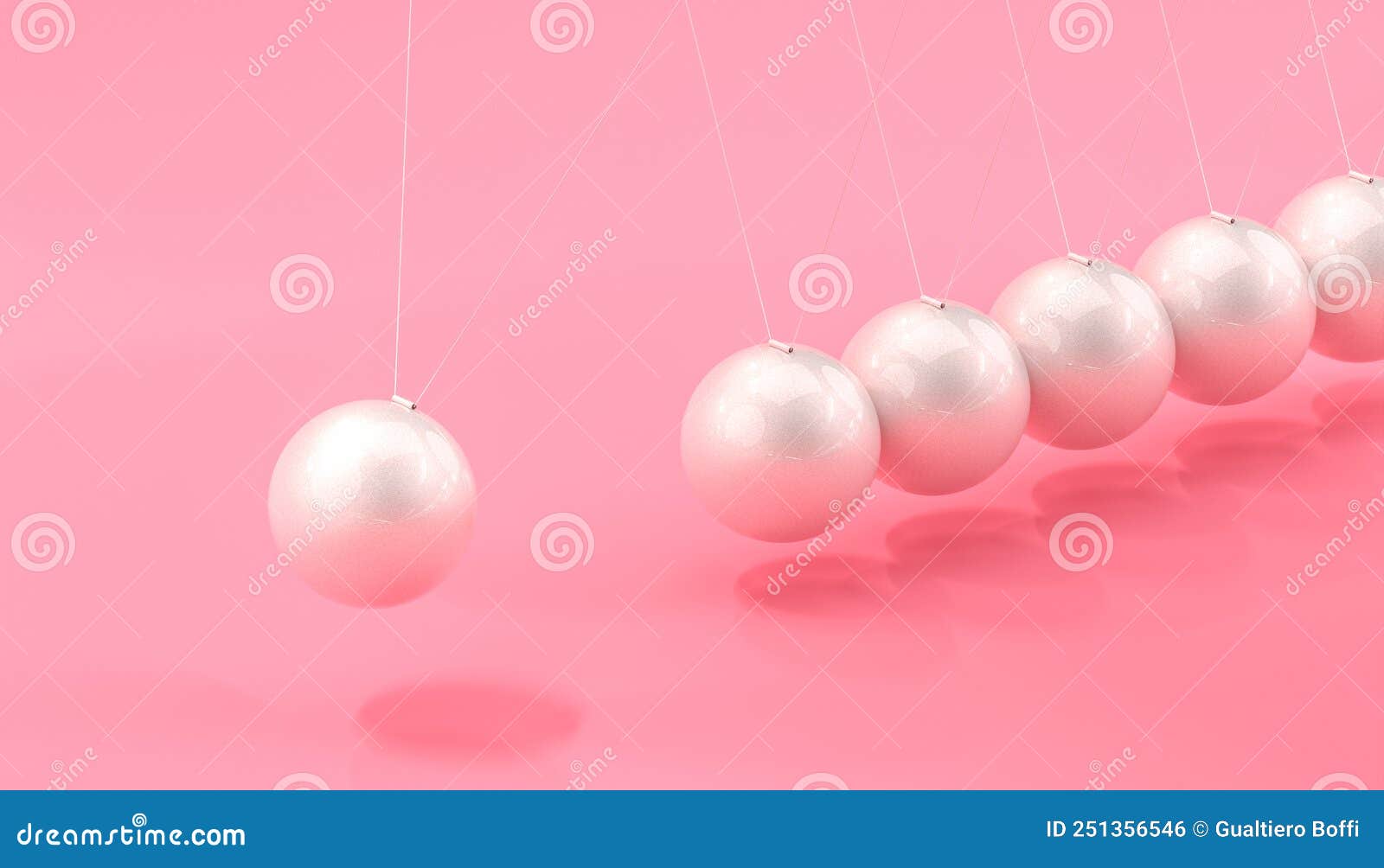 Newton`s Pendulum with Pearl Marbles and Pink Background Stock ...