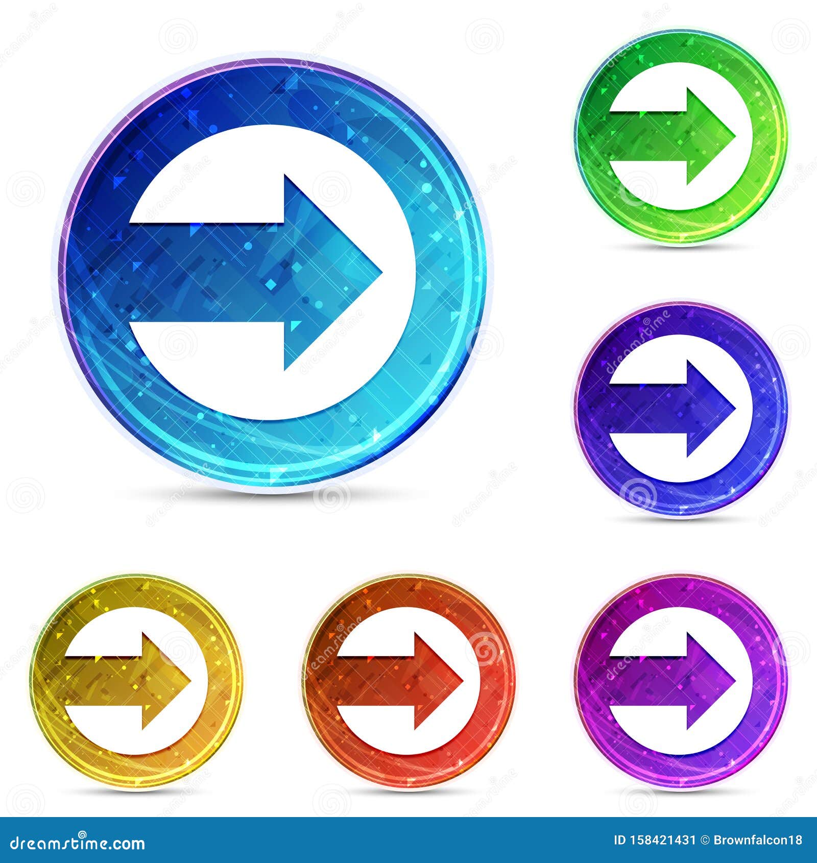 Next Arrow Icon Digital Abstract Round Buttons Set Illustration Stock ...