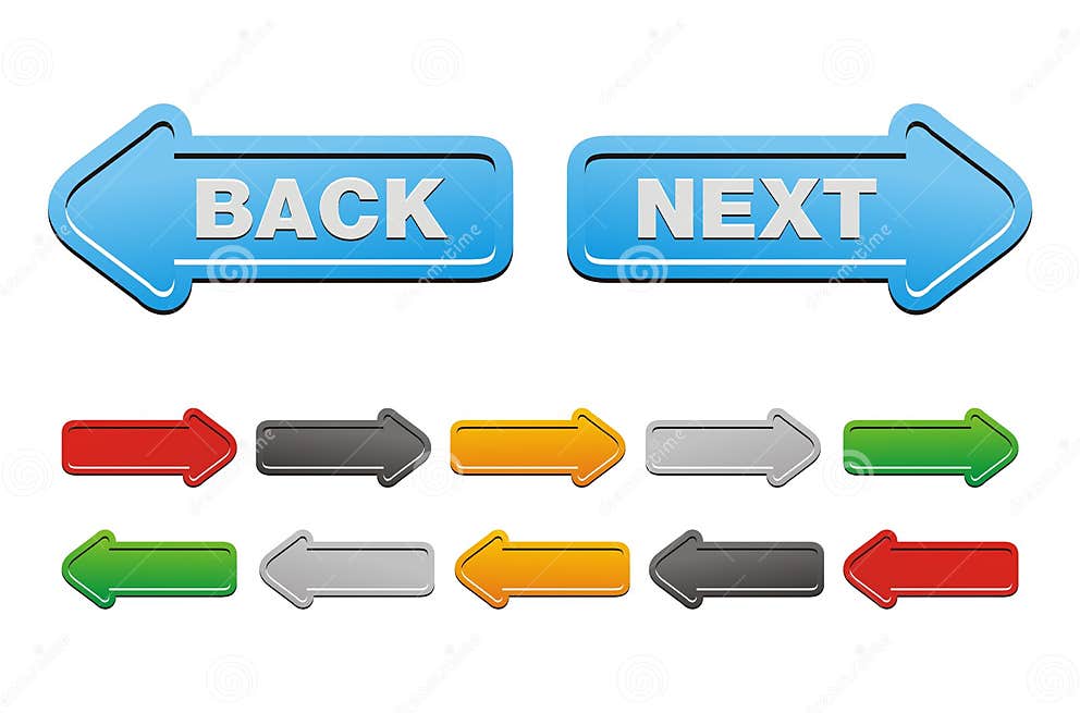 Next and Back Buttons - Arrow Buttons Stock Illustration - Illustration ...