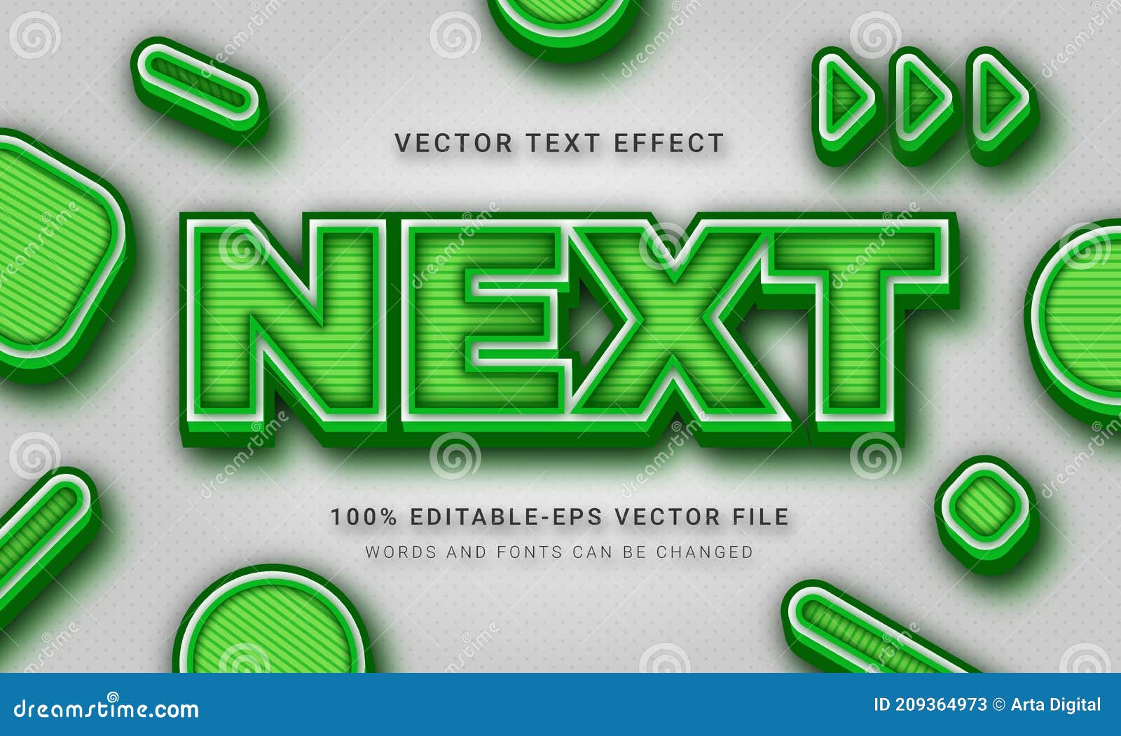 Next 3d Text Style Effect with Green Color Stock Vector - Illustration ...