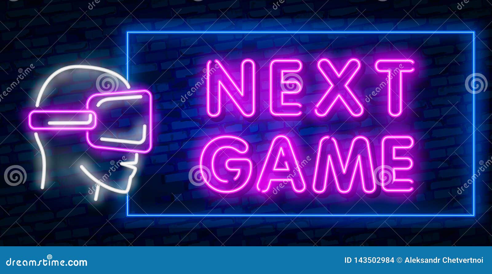 Next Game, Over Neon Text with Controller. Technology and Entertainment ...