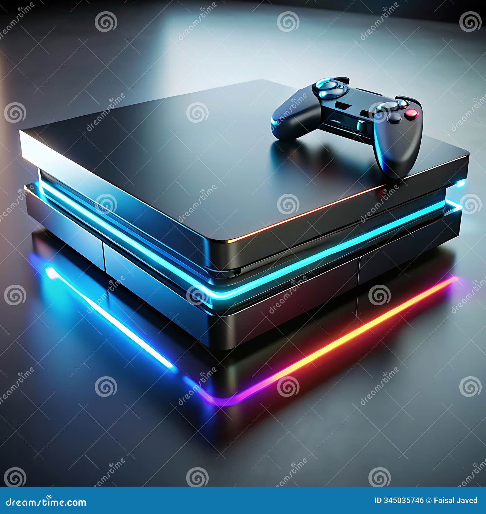 Next-Gen Gaming Console with LED Strips and Futuristic Design Elements ...