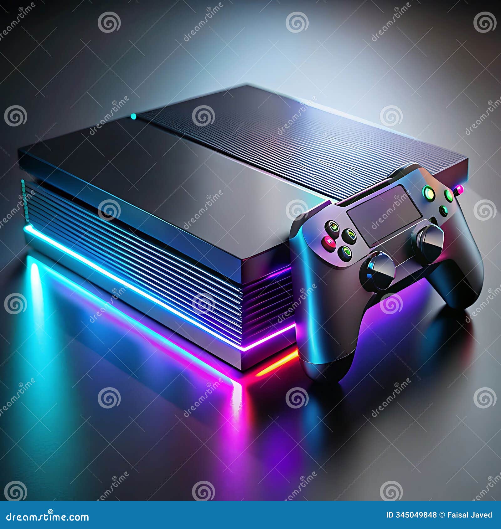 Next-Gen Gaming Console with LED Strips and Futuristic Design Elements ...
