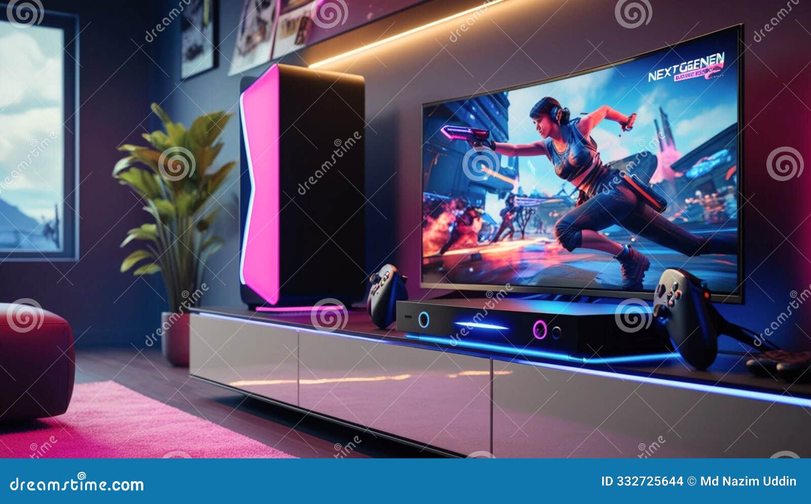 A Next-gen Gaming Console with a Sleek Stock Illustration ...