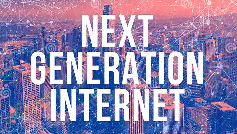 Next Gen Internet Theme with Abstract Network Patterns and Skyscrapers ...