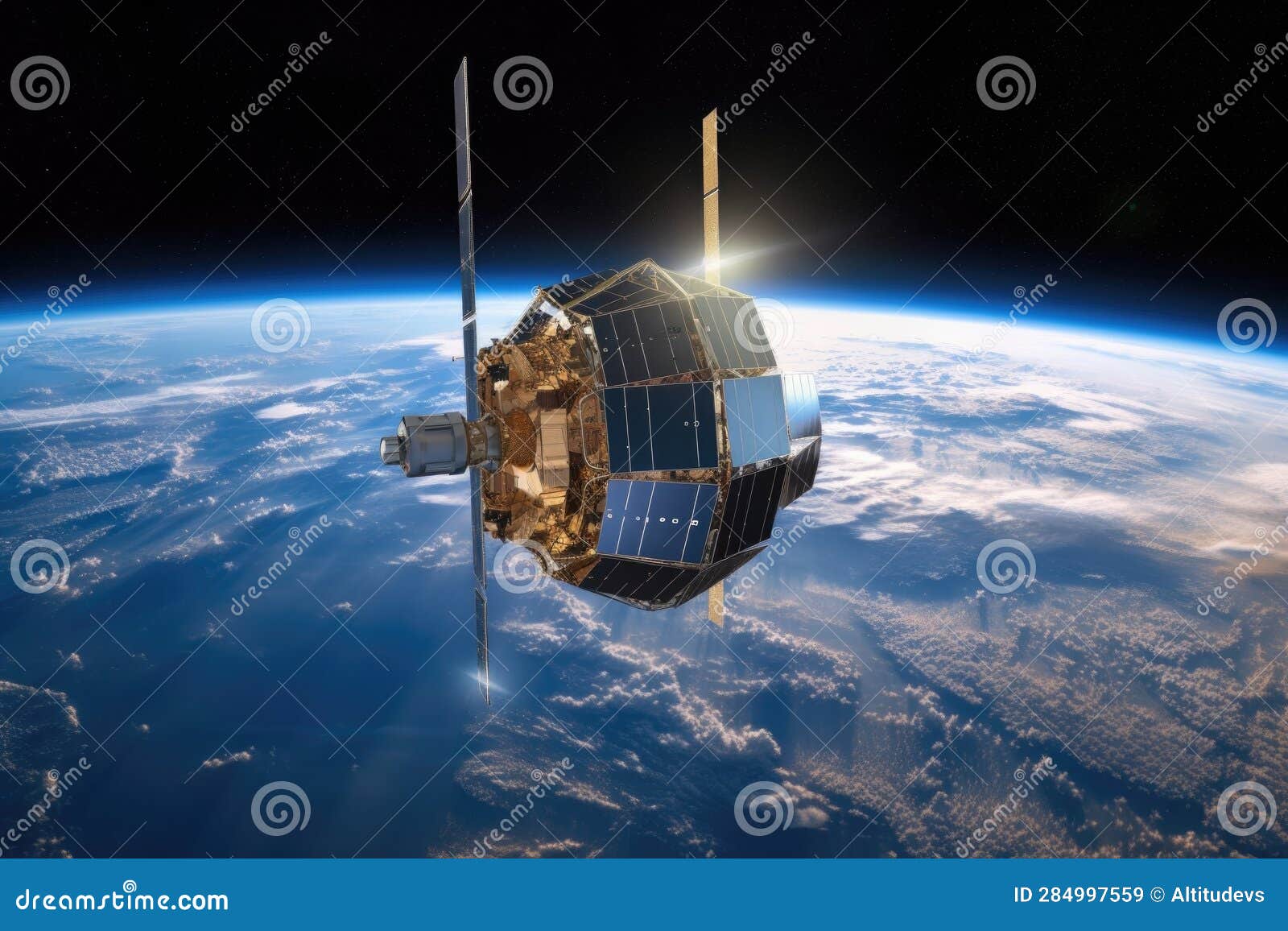 Next-gen Satellite with Innovative Propulsion System Stock Illustration ...