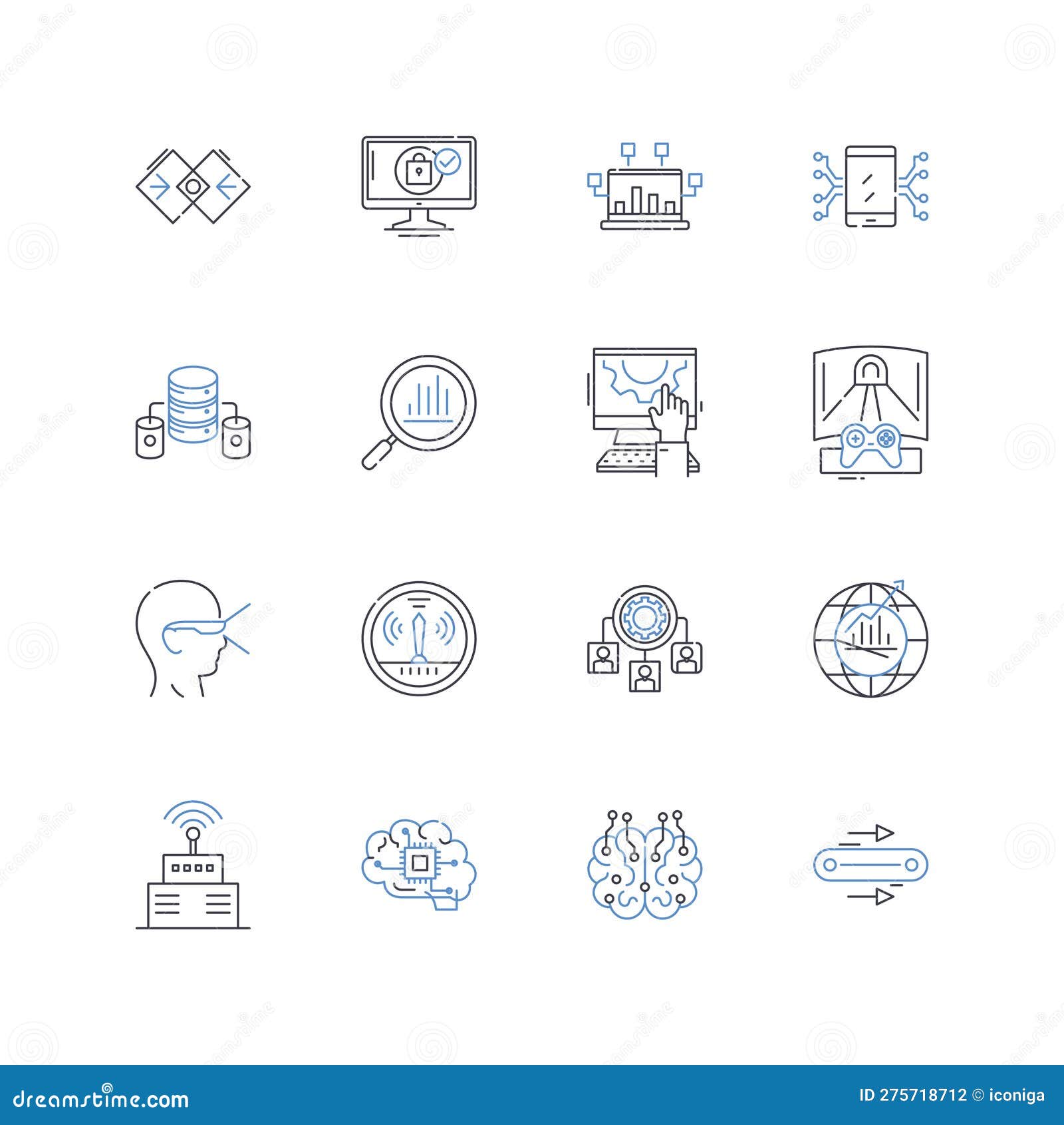 Next-gen Technology Line Icons Collection. Augmented, Biotech ...