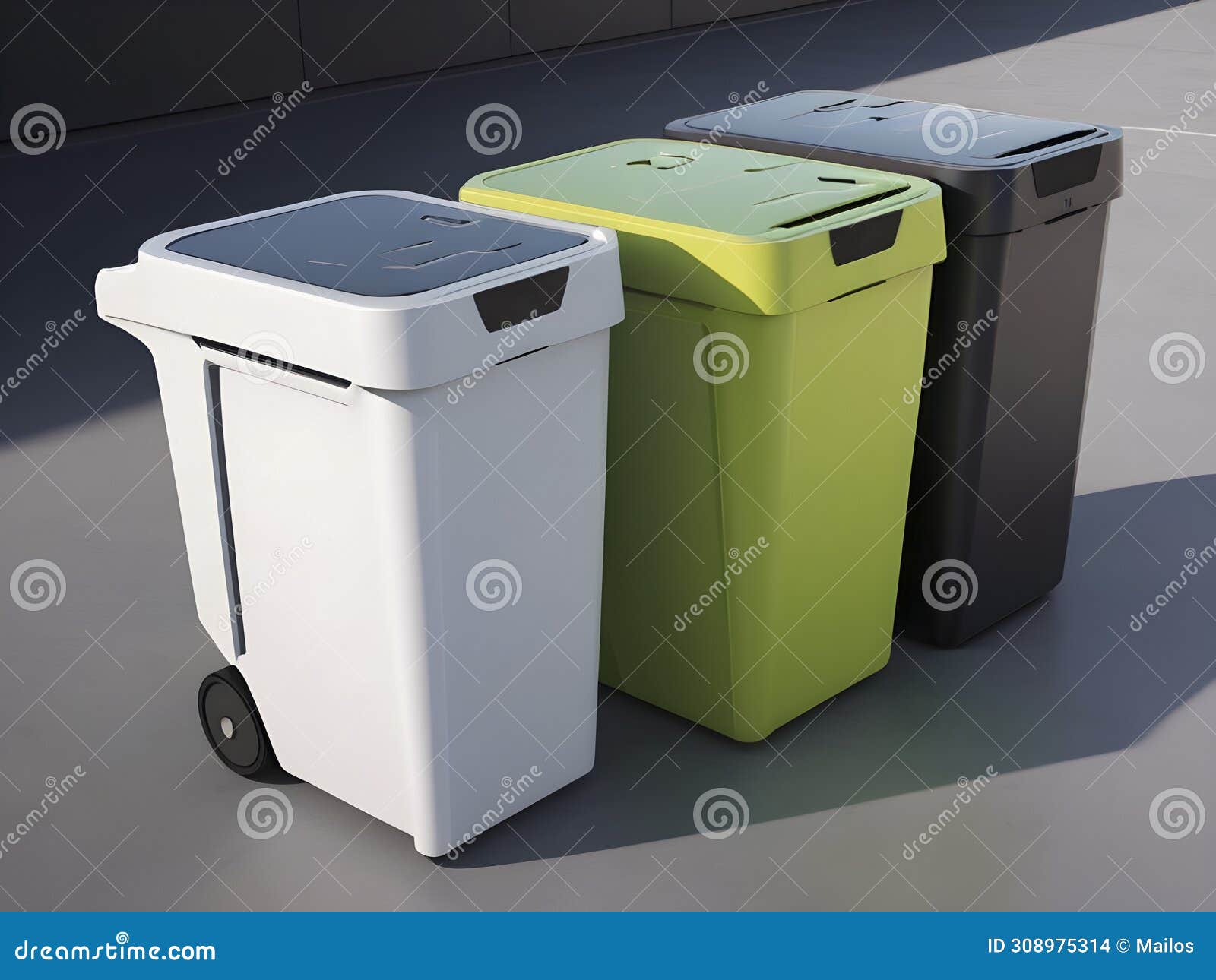 Next-Gen Waste Sorting. Containers in Seamless Integration Stock Photo ...