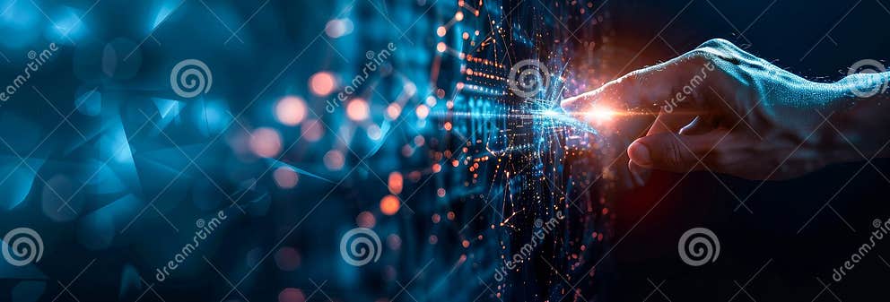 Next-Generation Technology Era AI Machine Learning - Hands Interacting ...