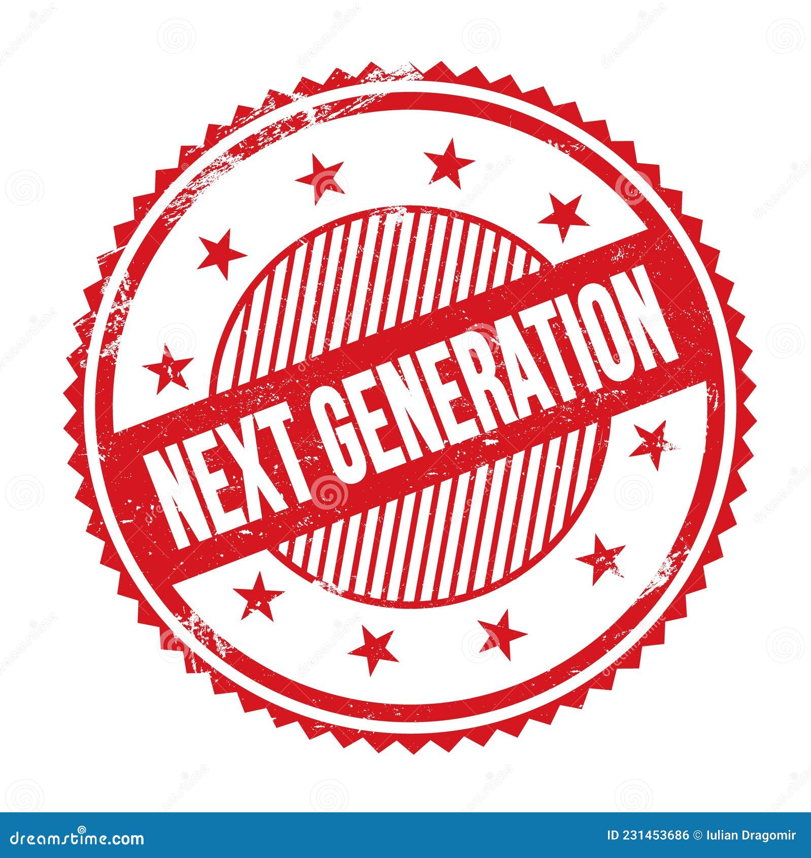 NEXT GENERATION Text Written on Red Grungy Round Stamp Stock ...
