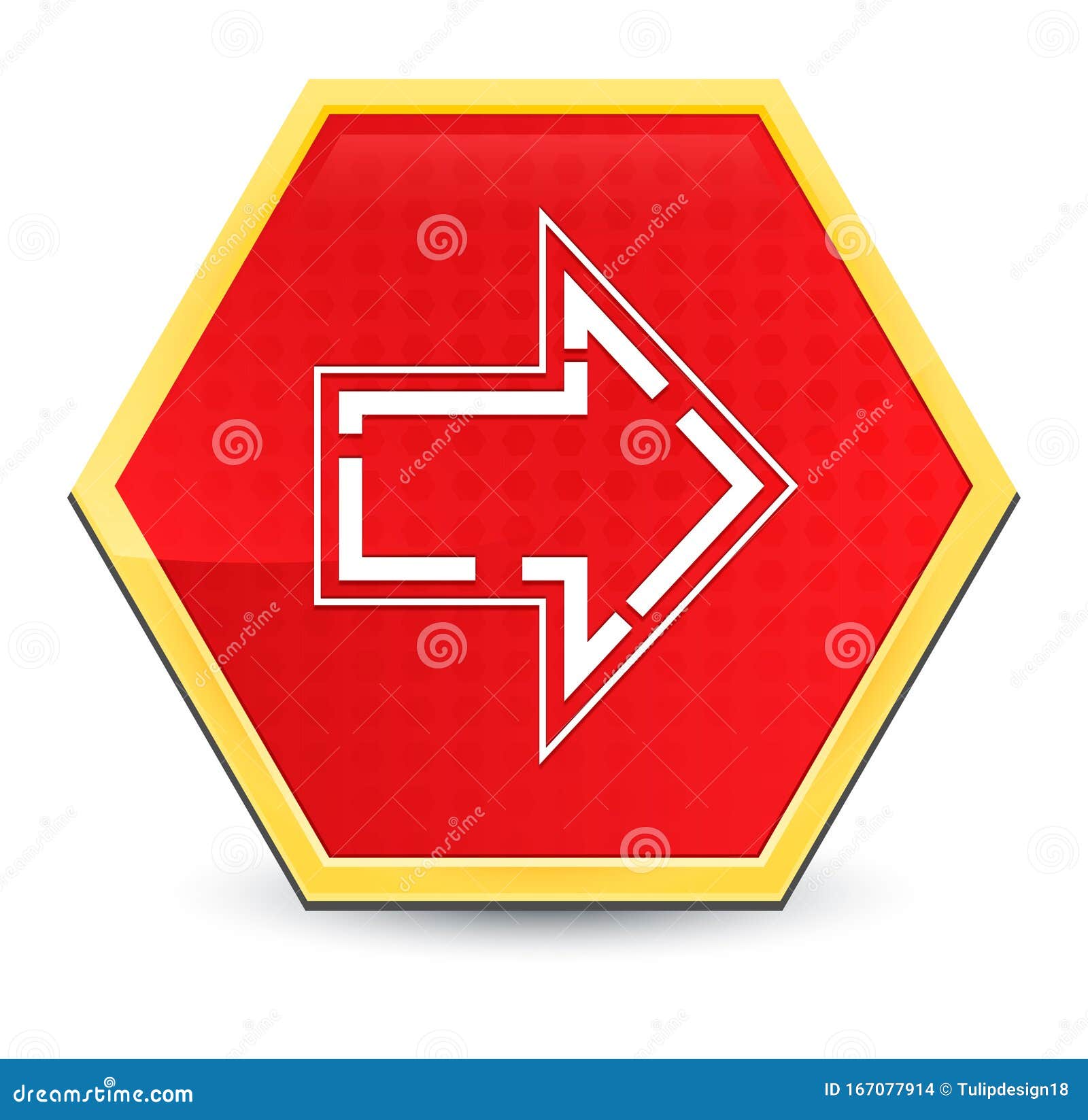 Next Icon Abstract Red Hexagon Button Bright Yellow Frame Elegant ...