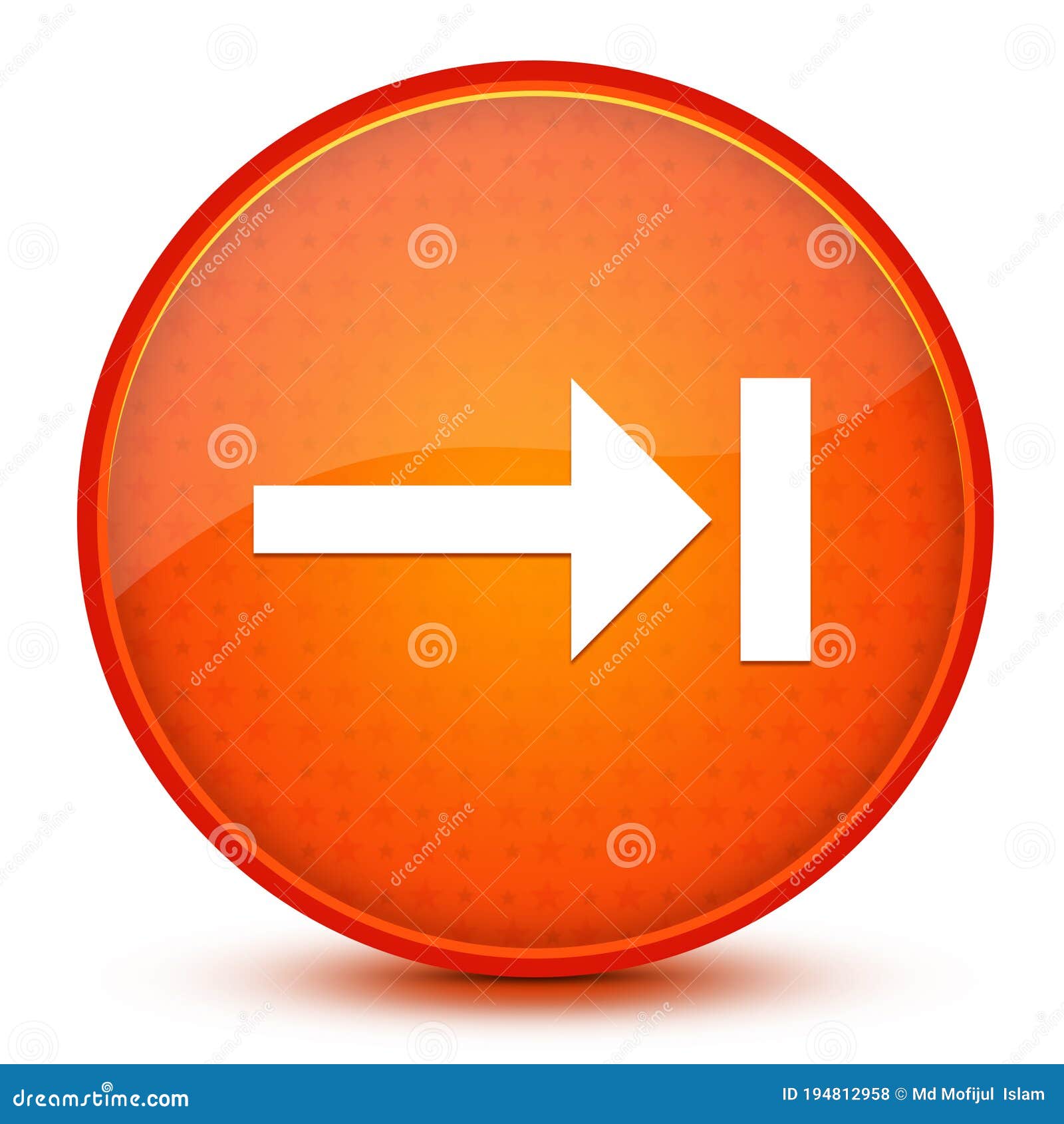 Next Icon Isolated on Glossy Star Orange Round Button Abstract Stock ...
