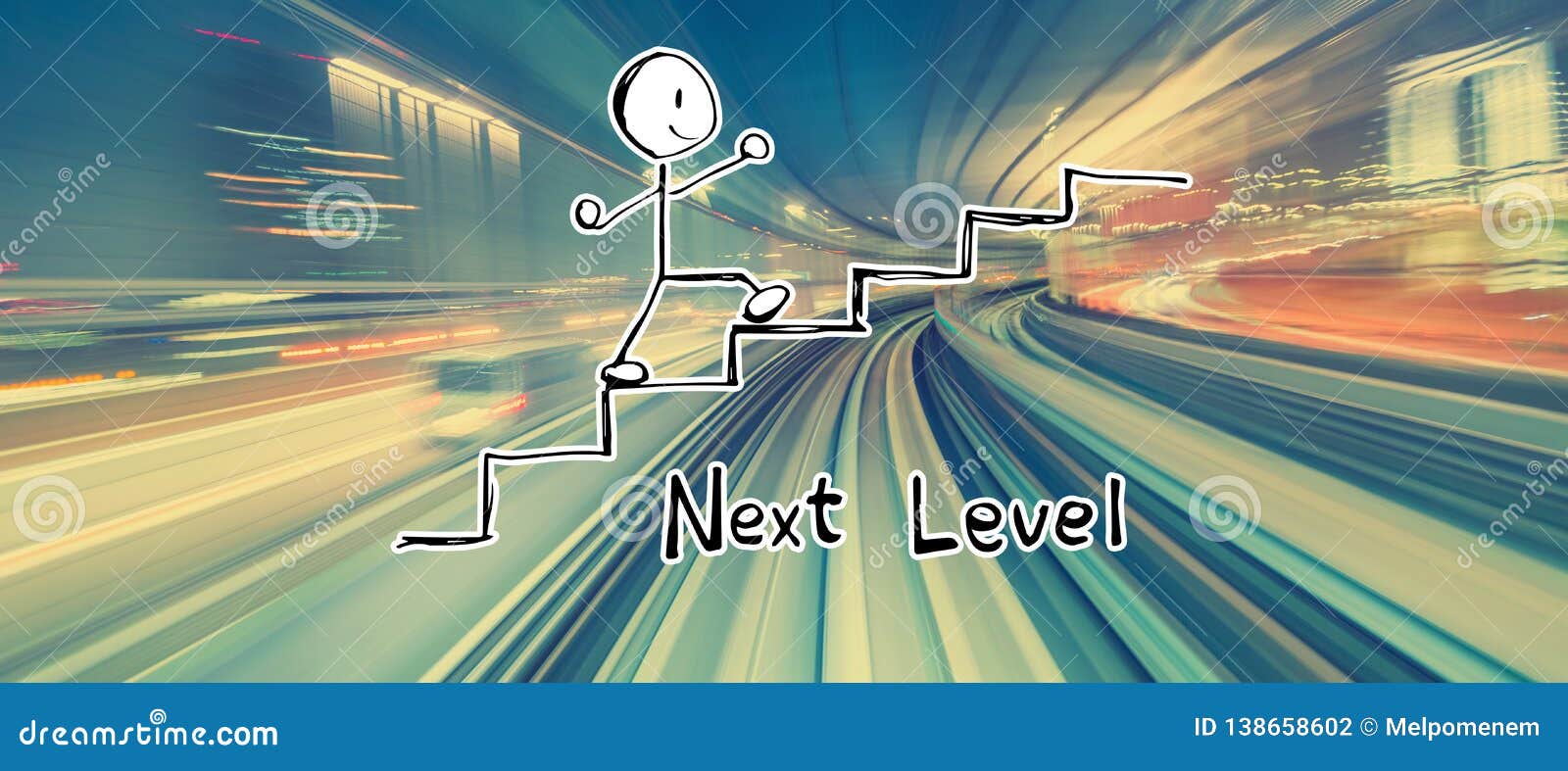 Next Level Concept with High Speed Motion Blur Stock Illustration ...