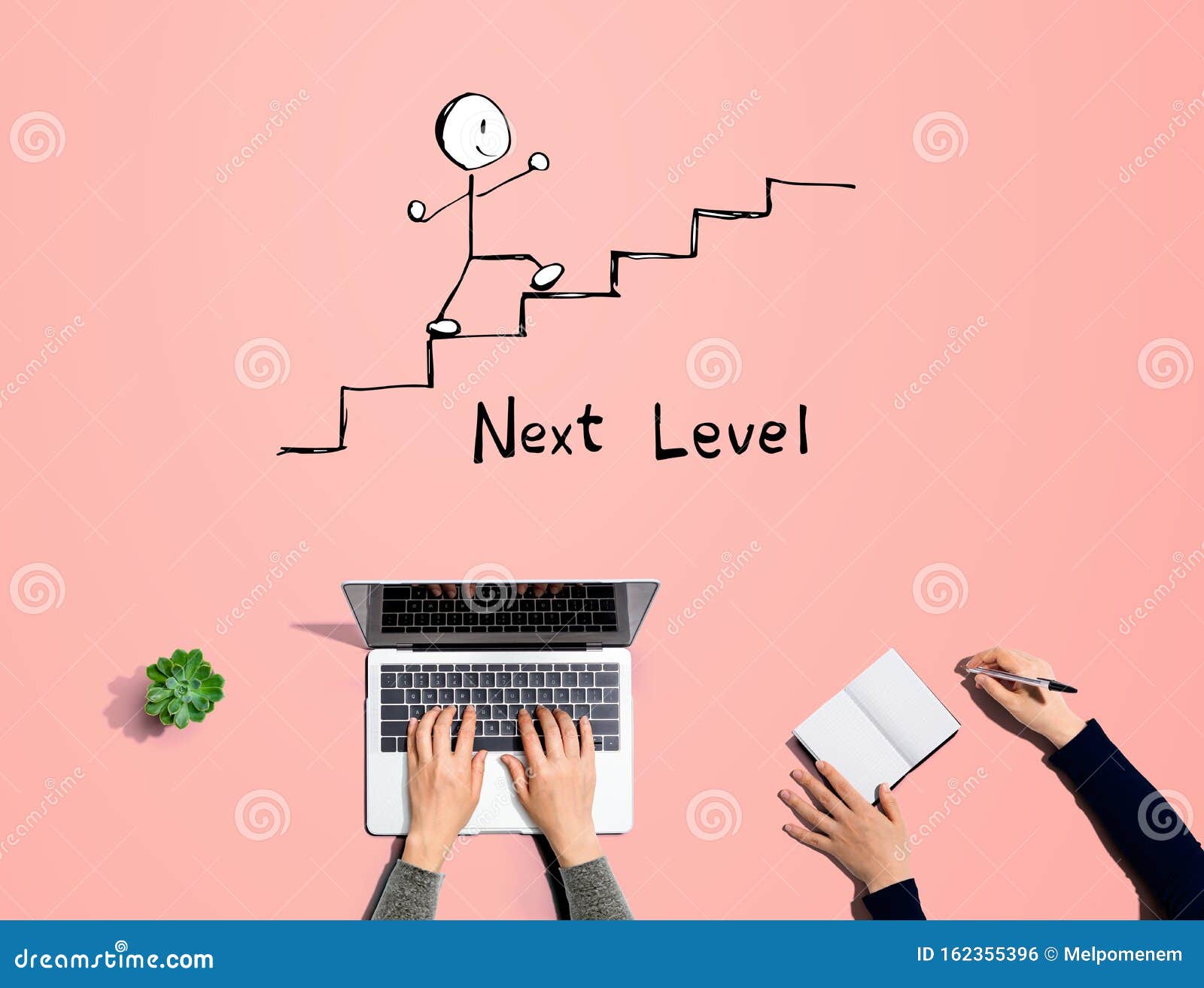 Next Level Concept with People Working Together Stock Illustration ...