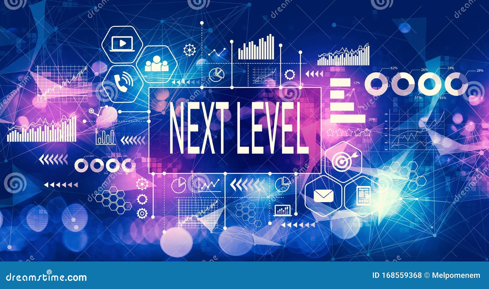 Next Level Concept with Technology Light Background Stock Illustration ...