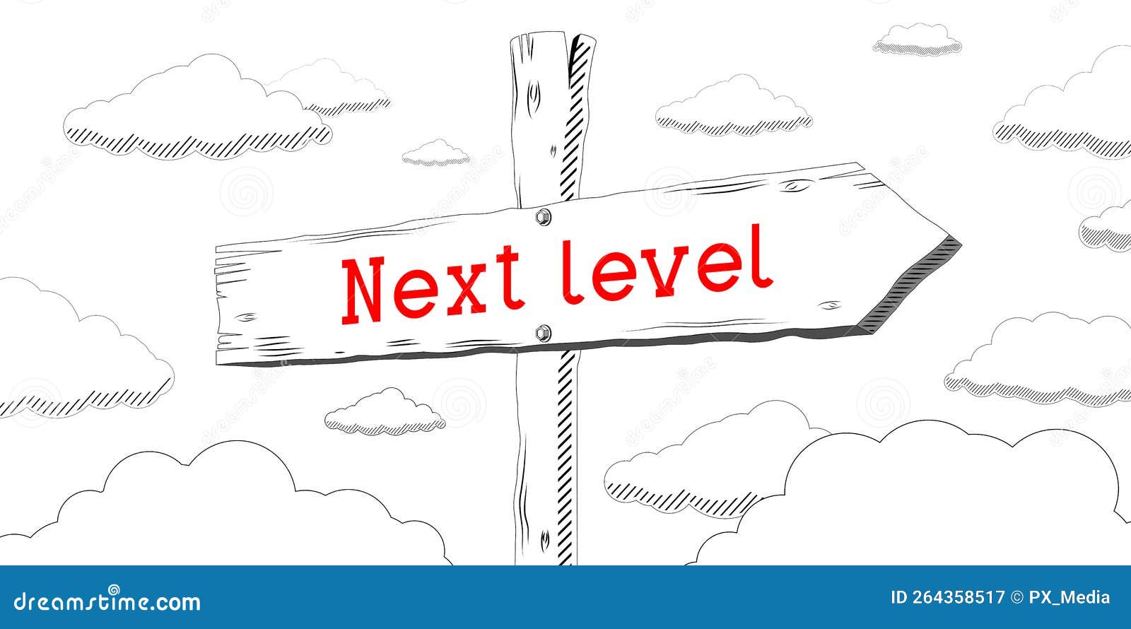 Next Level - Outline Signpost with One Arrow Stock Illustration ...