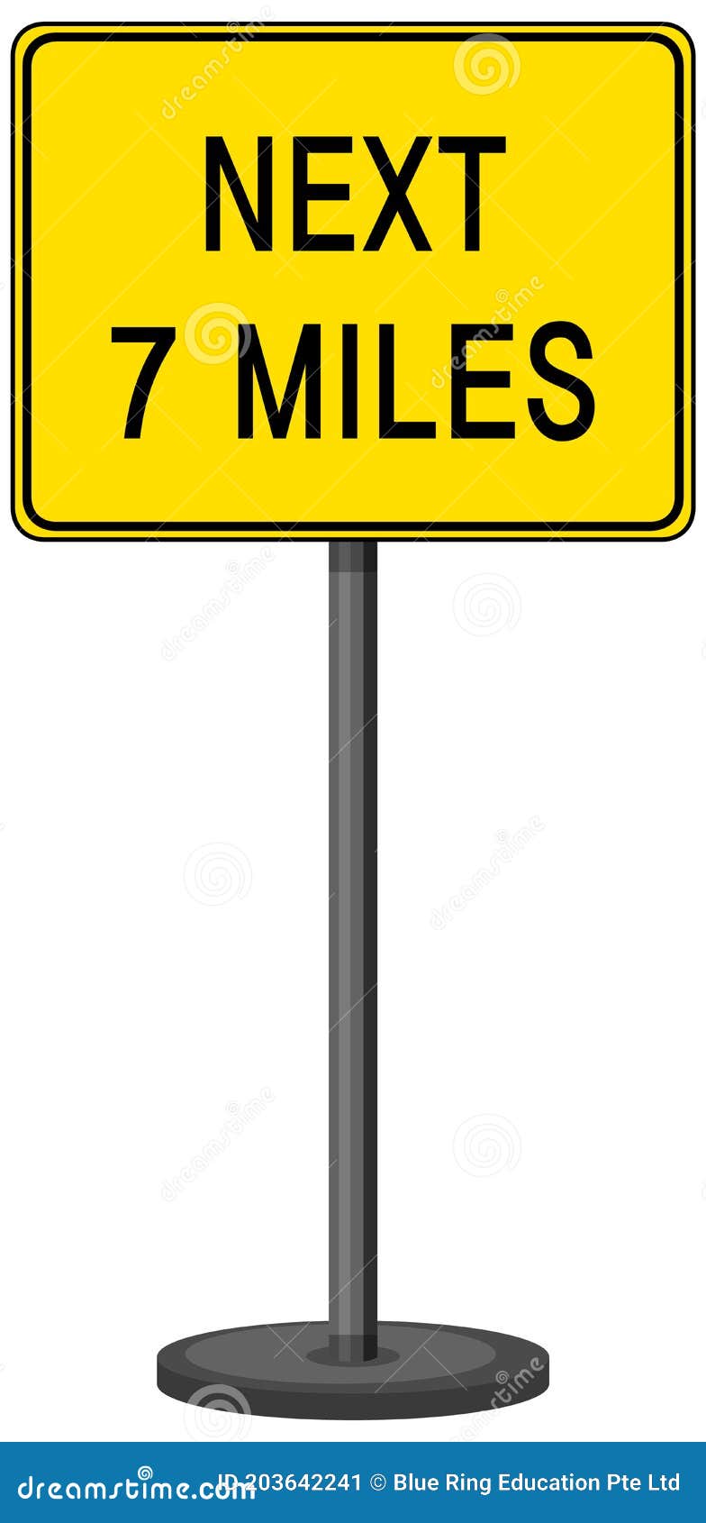 Next 7 Miles Road Sign Isolated on White Background Stock Vector ...