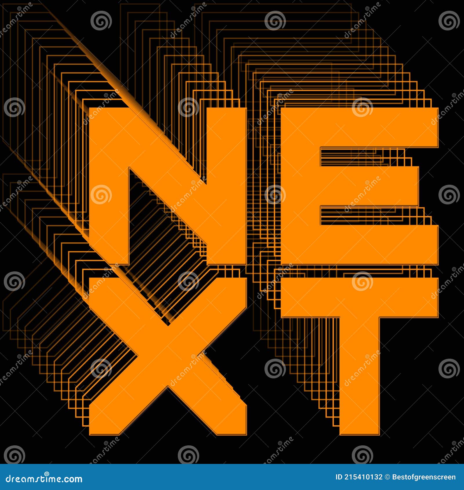 NEXT - Orange Lettering As Square Logo with Repeating Effect on Black ...