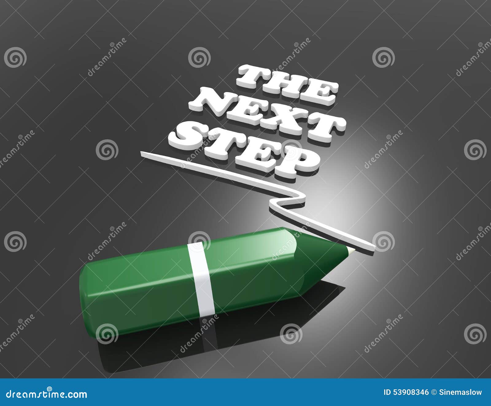 The Next Step 3d Word Concept with Green Pencil Stock Illustration ...