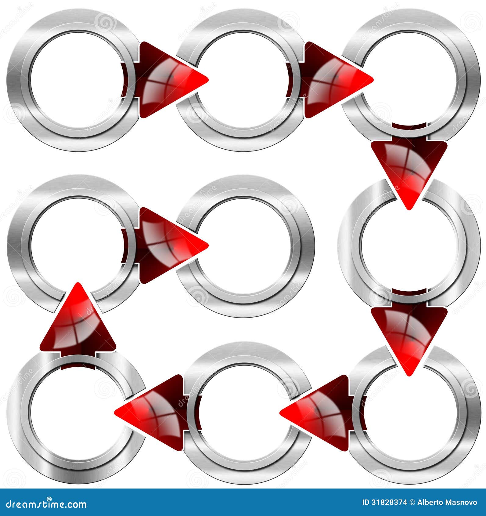 Next Step Round Metal Box with Red Arrows Stock Illustration ...