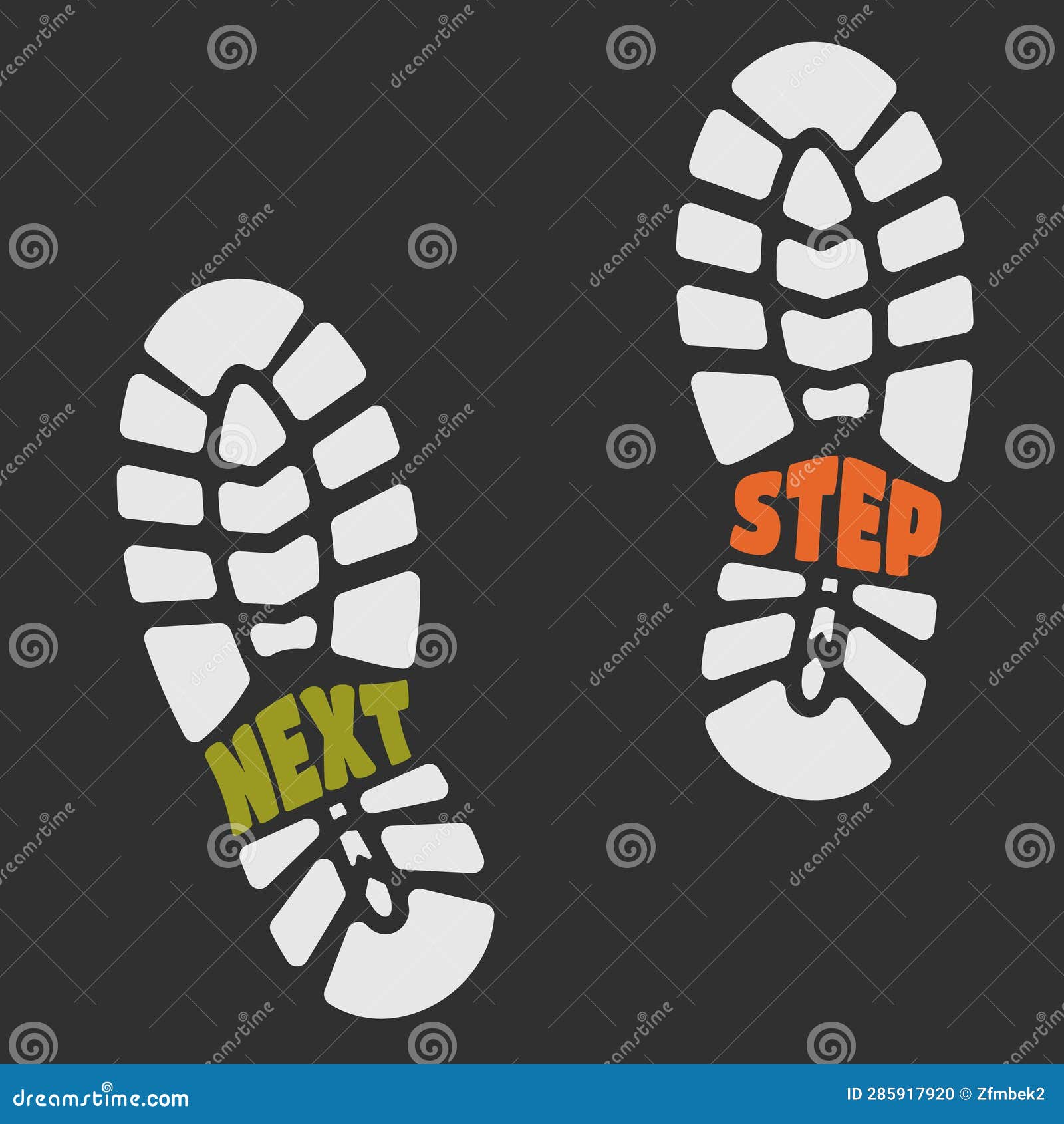Next Step Symbol with Sport Shoe Print Stock Vector - Illustration of ...