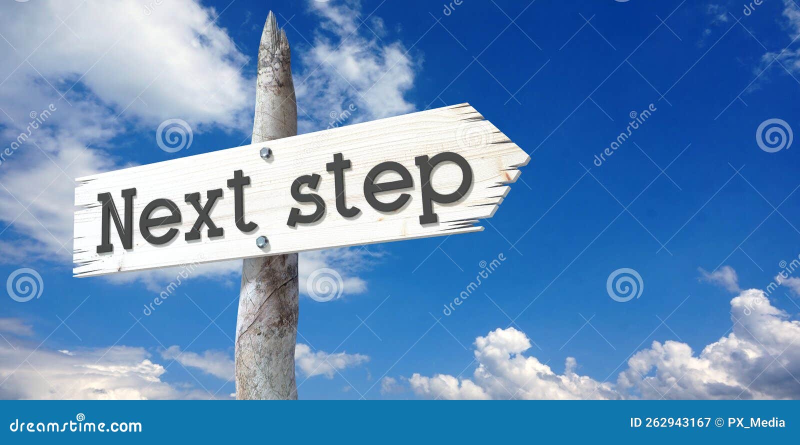 Next Step - Wooden Signpost with One Arrow Stock Image - Image of ...