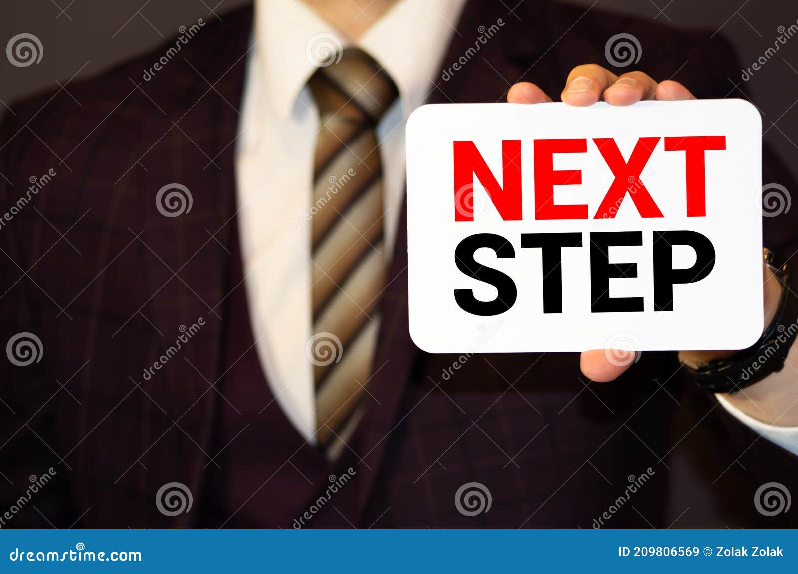 Next Steps Card with Colorful Background with Defocused Lights Stock ...