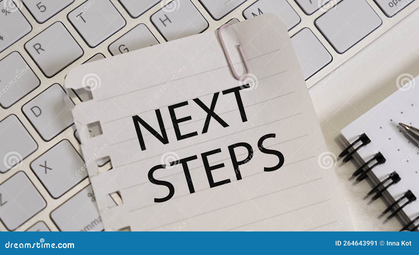 Next Steps Text on Wooden Desk with Tablet Pc and Keyboard. Stock Image ...