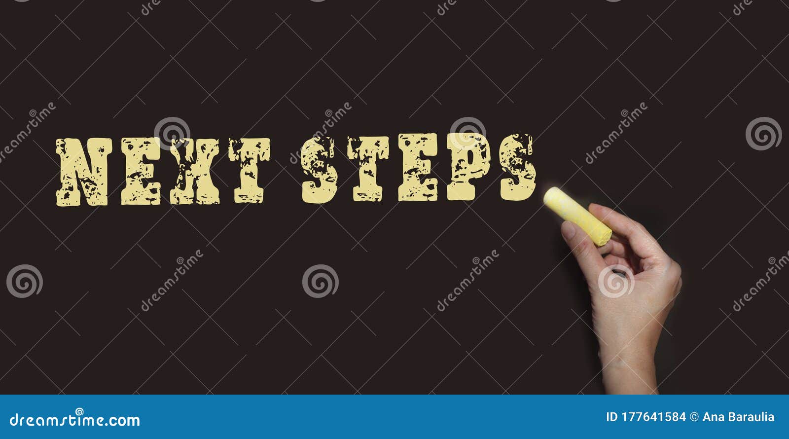 Next Steps Written with Yellow Chalk on Blackboard. Business Startup ...