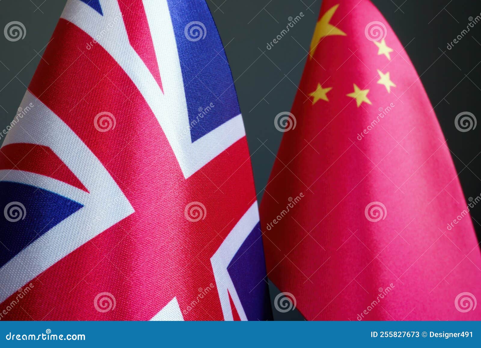 Next To the Flags of Great Britain and China. Stock Image - Image of ...