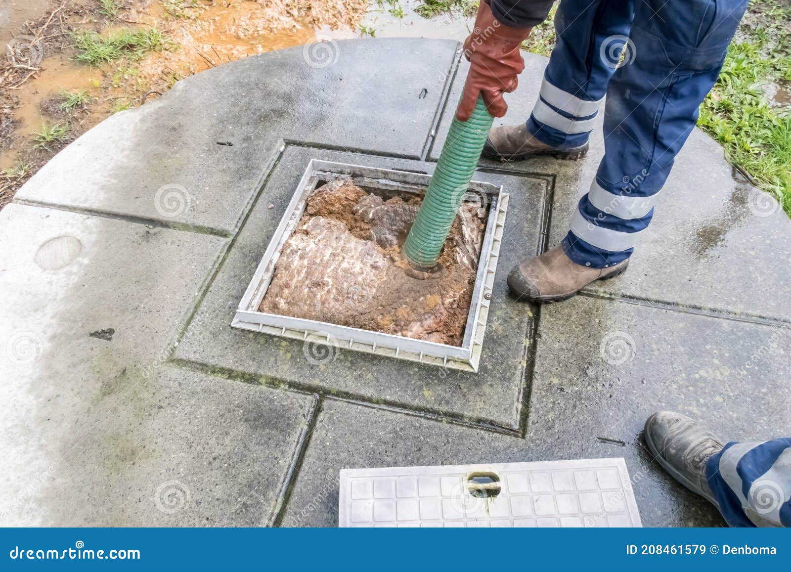 The Cesspool overflows stock image. Image of plumbing - 208461579
