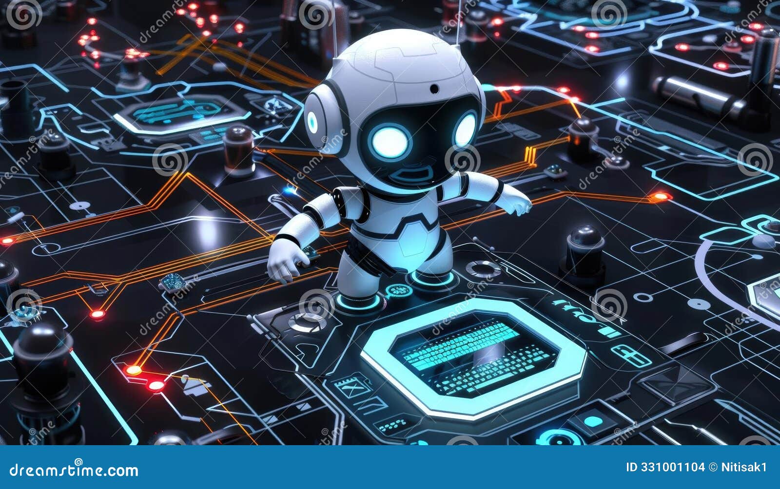 79 Nextgen 3D Cartoon AI Cybersecurity System Scanning For Potential ...