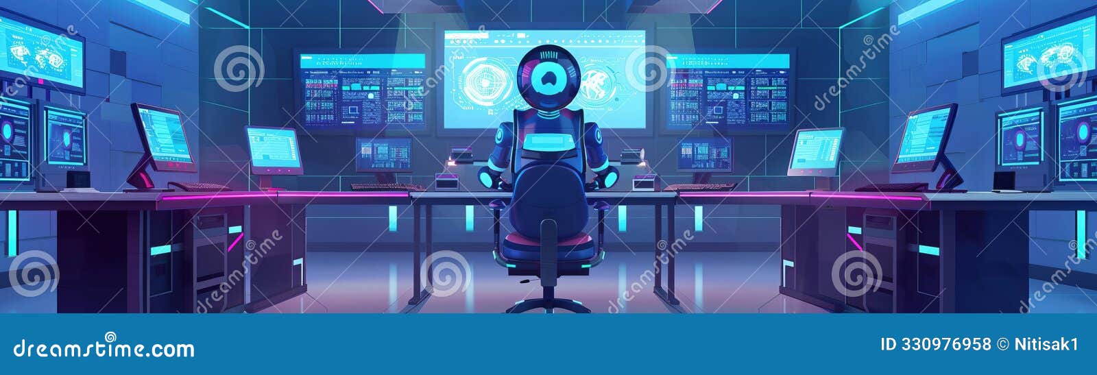 248 Nextlevel 3D Cartoon AI Cybersecurity Command Network Safeguarding ...