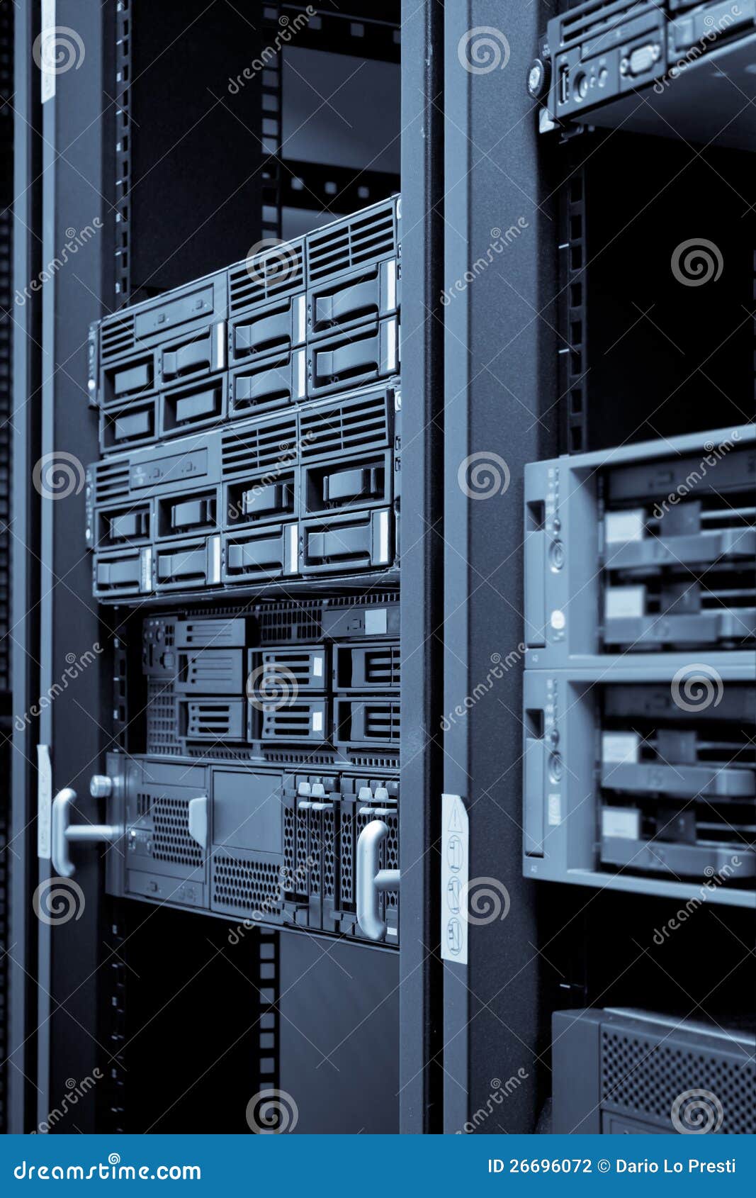 Neywork Servers in Rack with Hard Disks Stock Photo - Image of cluster ...