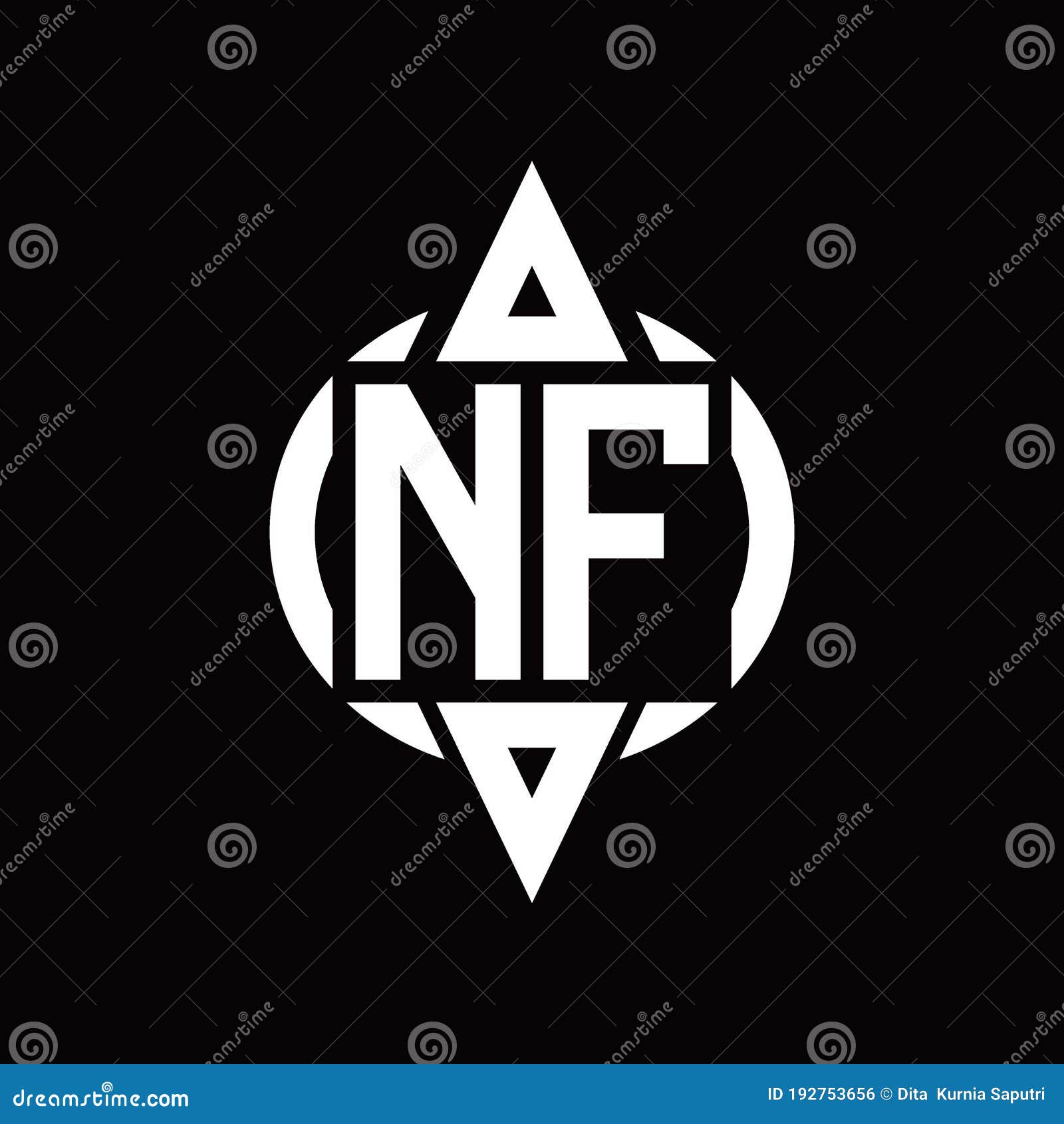NF Logo with Circle Rounded Combine Triangle Top and Bottom Side Design ...