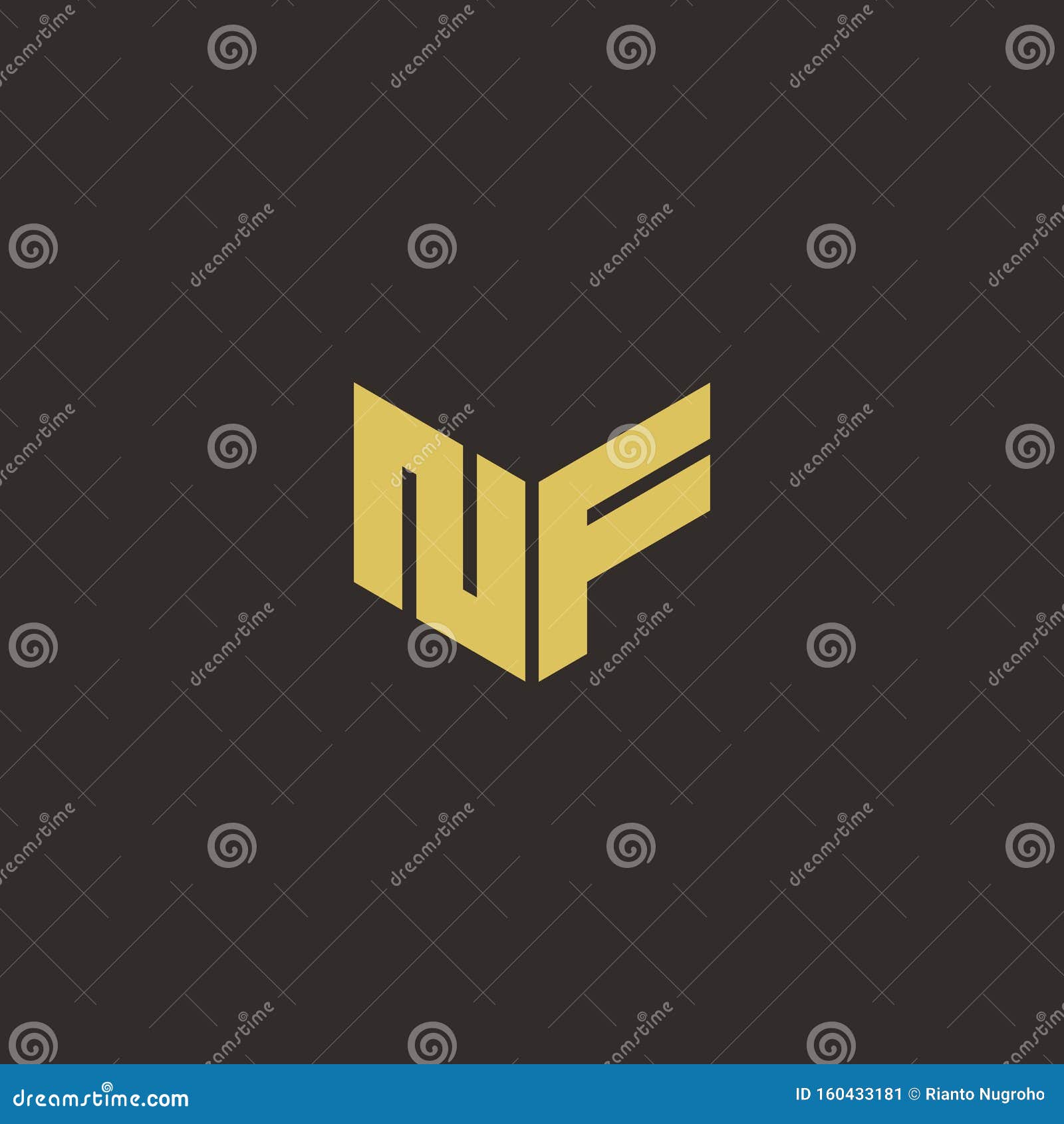 NF Logo Letter Initial Logo Designs Template with Gold and Black ...