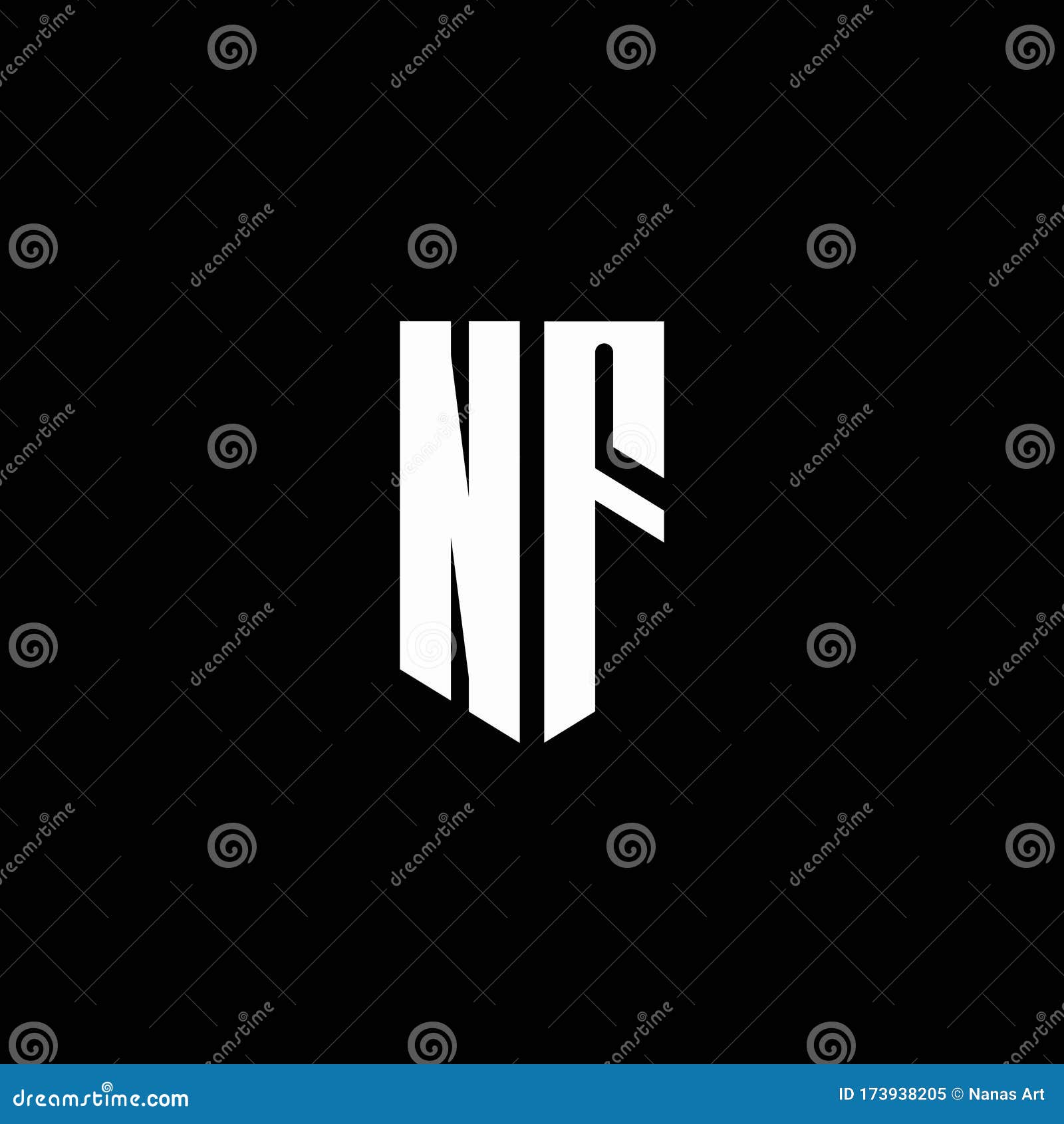 NF Logo Monogram with Emblem Style Isolated on Black Background Stock ...