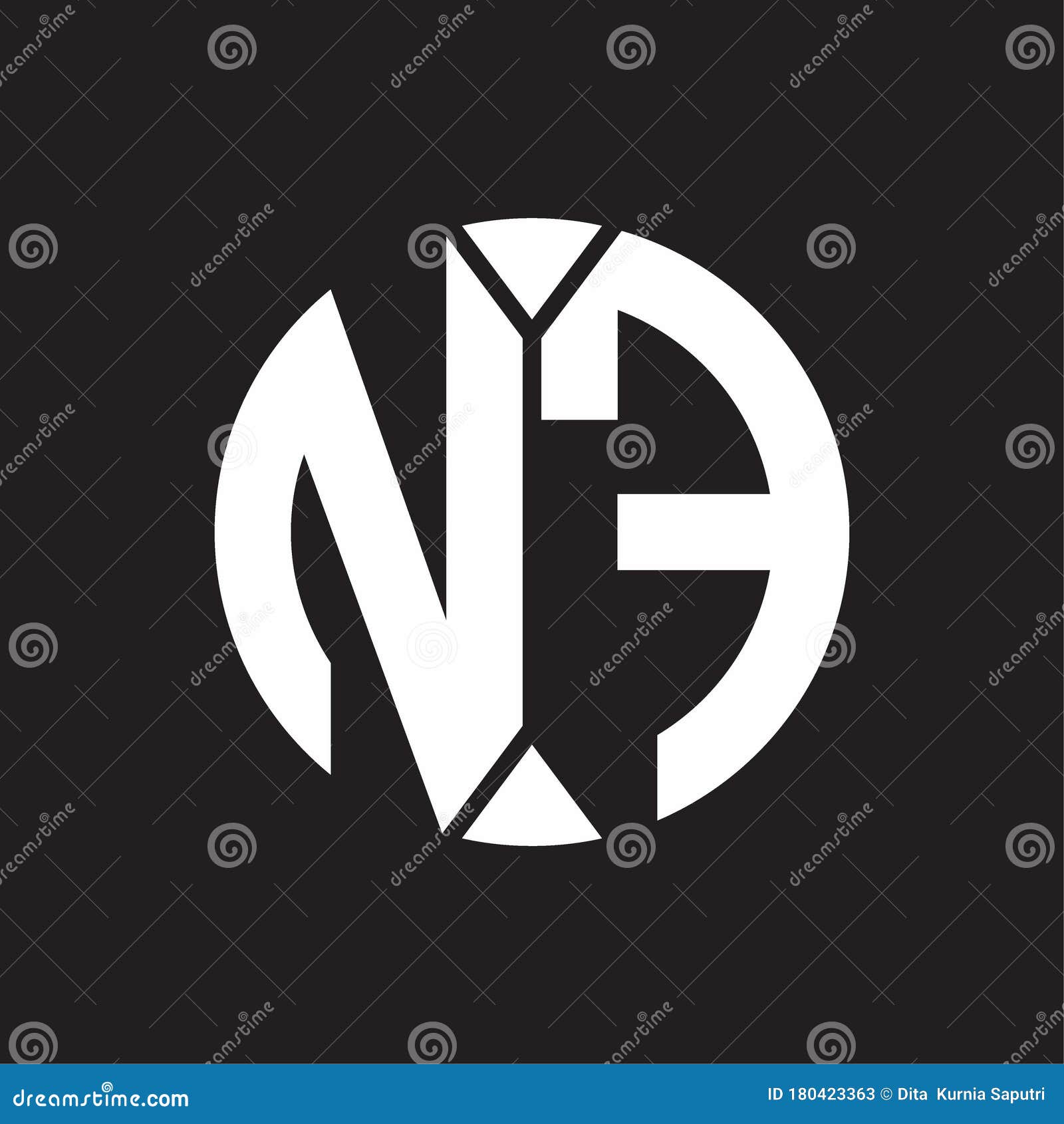 NF Logo Monogram with Piece Circle Ribbon Style Stock Illustration ...
