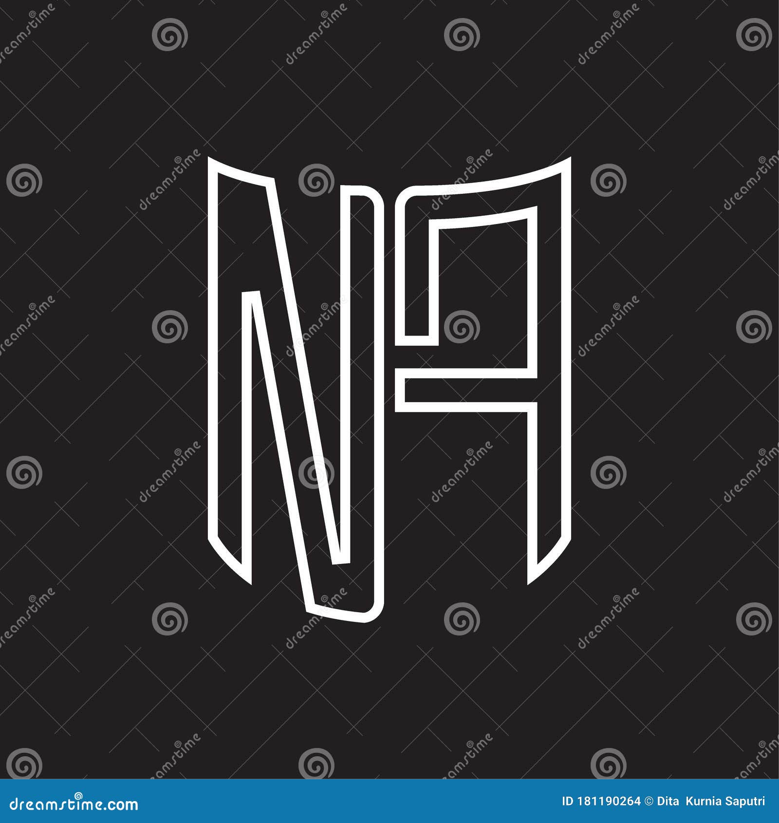 NF Logo Monogram with Ribbon Style Outline Design Template Stock Vector ...