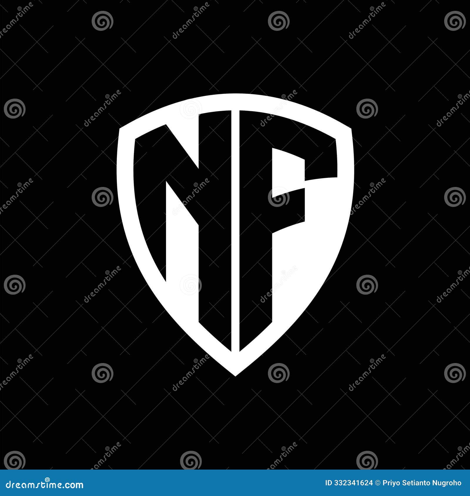 NF Monogram Logo with Bold Letters Shield Shape with Black and White ...
