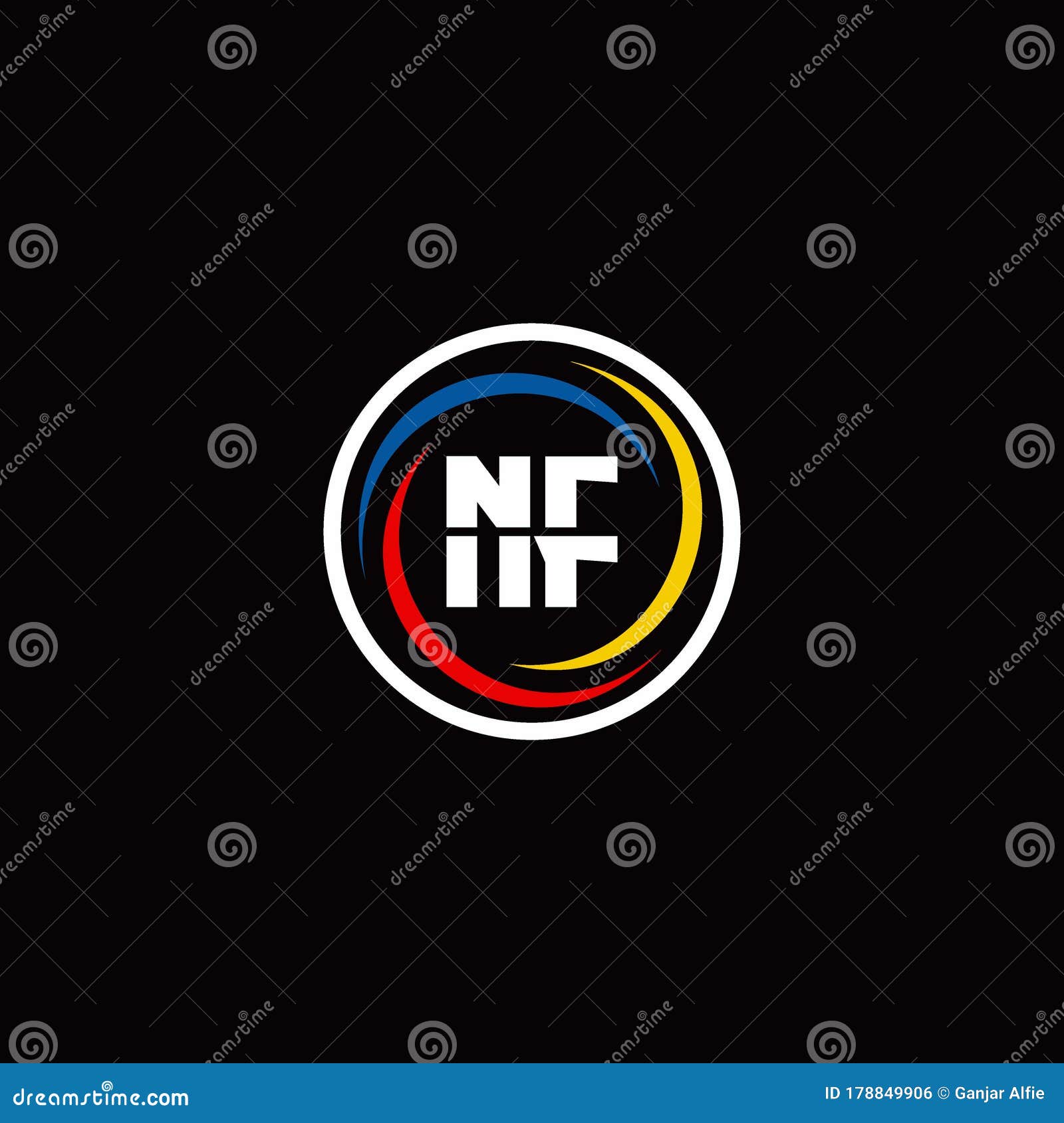 NF Monogram Logo Isolated on Circle Shape with 3 Slash Colors Rounded ...