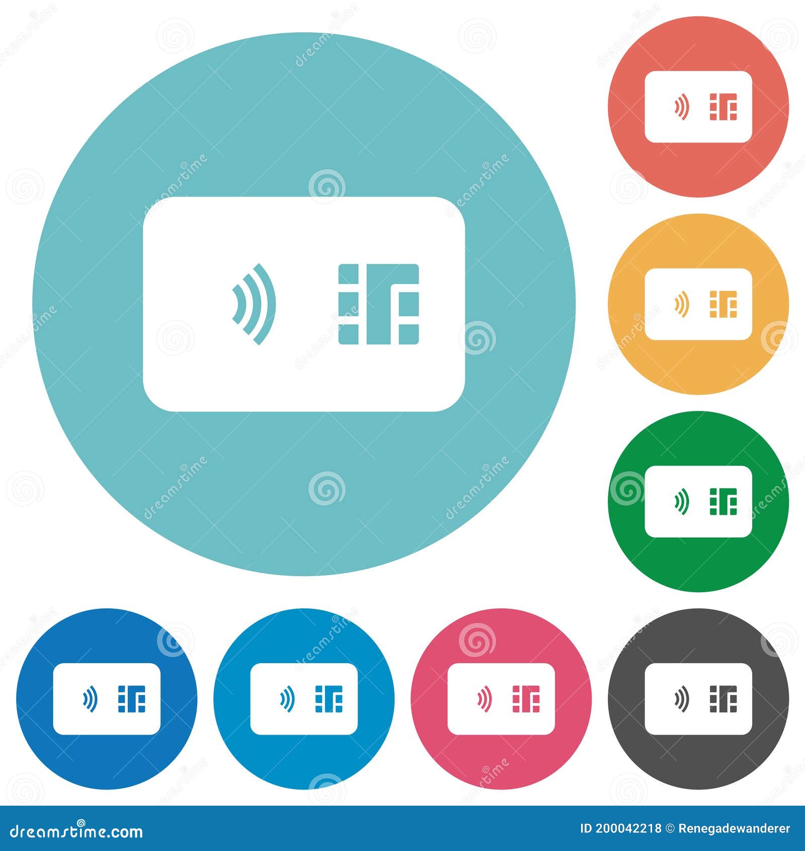 NFC Chip Card Flat Round Icons Stock Vector - Illustration of circular ...