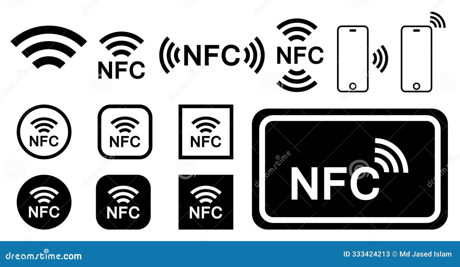 NFC Icon Set Vector Illustration. Near Field Communication Sign ...