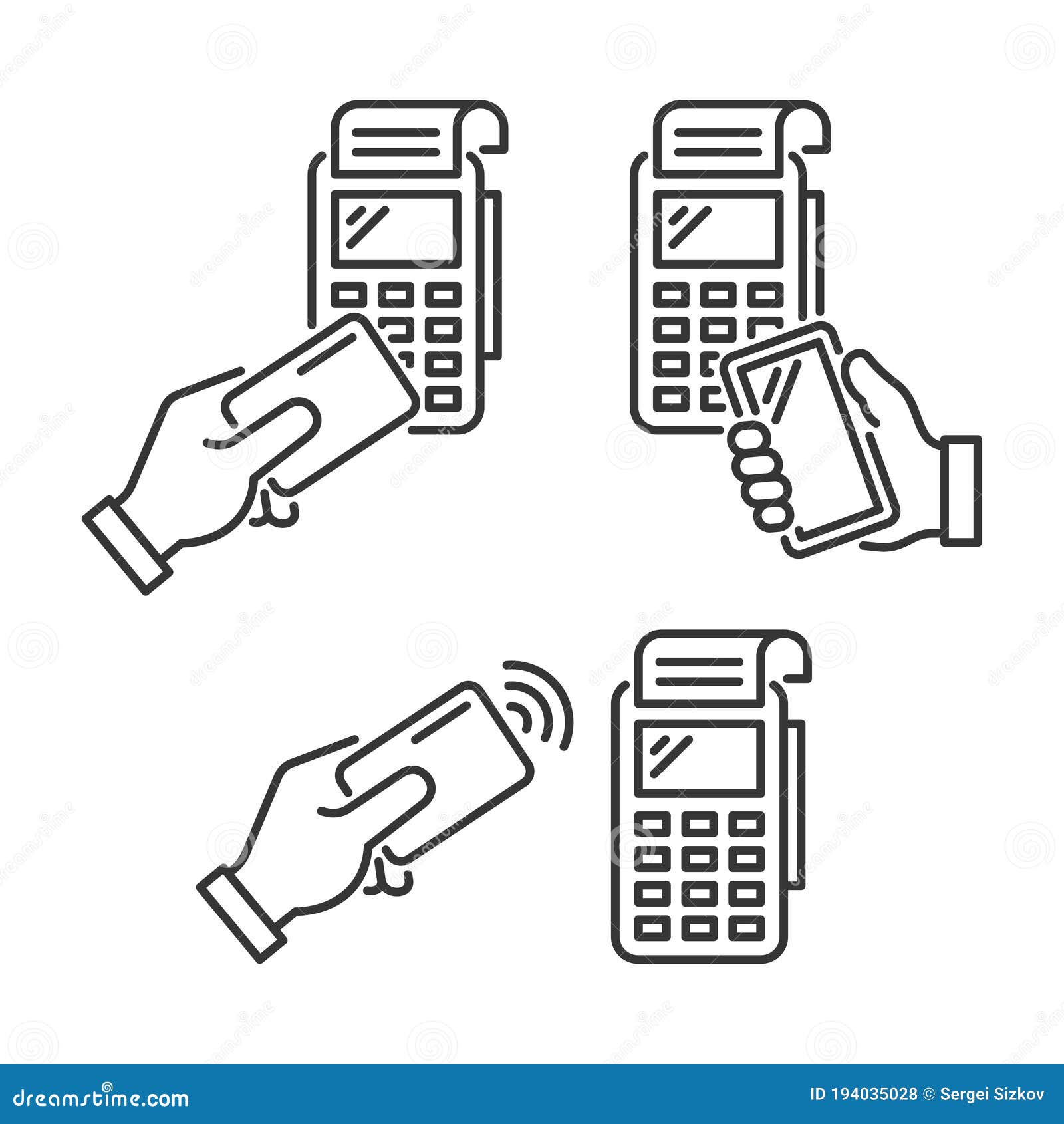 NFC Mobile Phone Payment and Terminal Icons Set. Vector Stock Vector ...