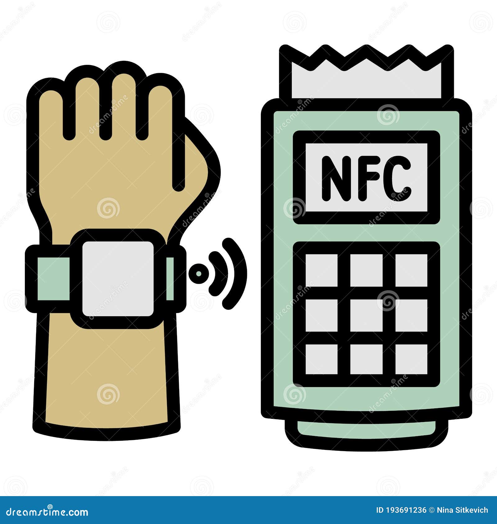 Nfc Payment Icon, Outline Style Stock Vector - Illustration of mobile ...