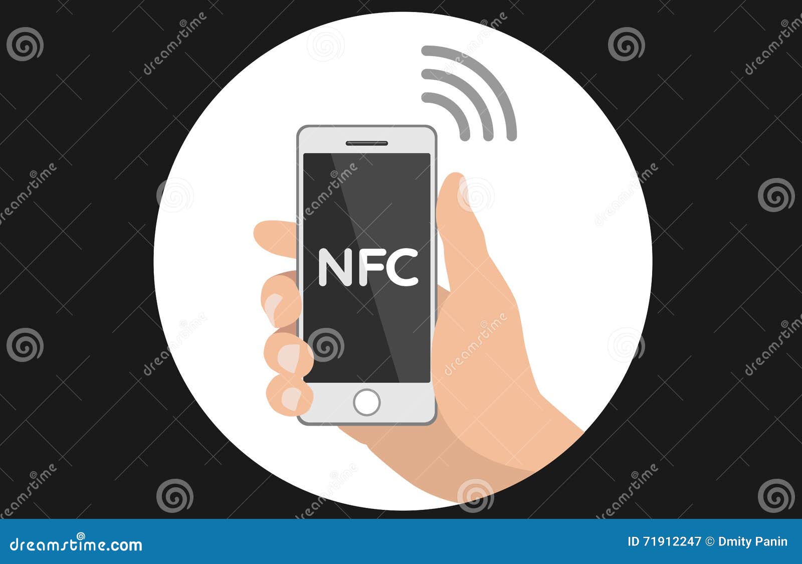 NFC Smart Phone Concept Flat Icon Stock Vector - Illustration of ...