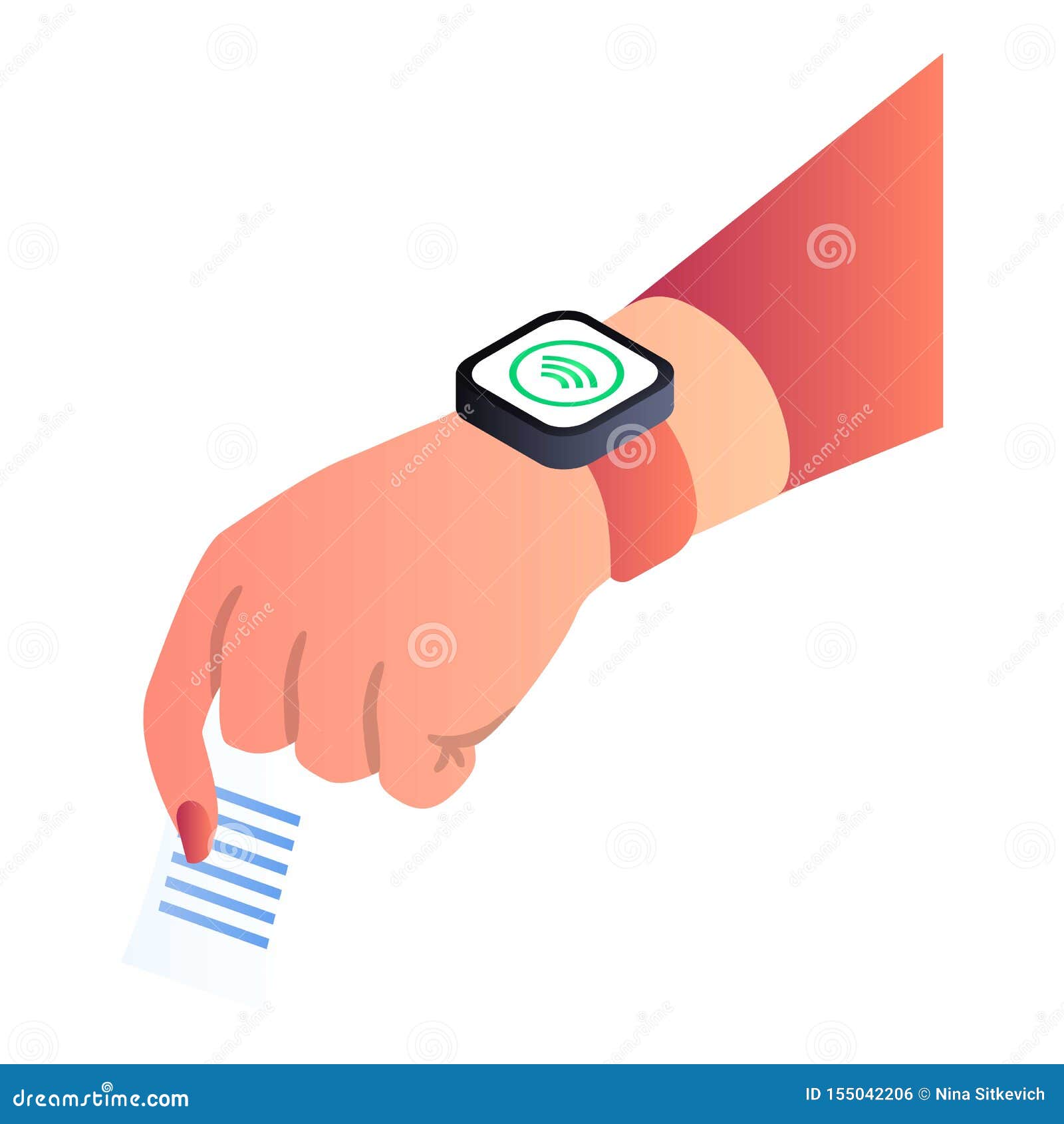 Nfc Smart Watch Icon, Isometric Style Stock Vector - Illustration of ...