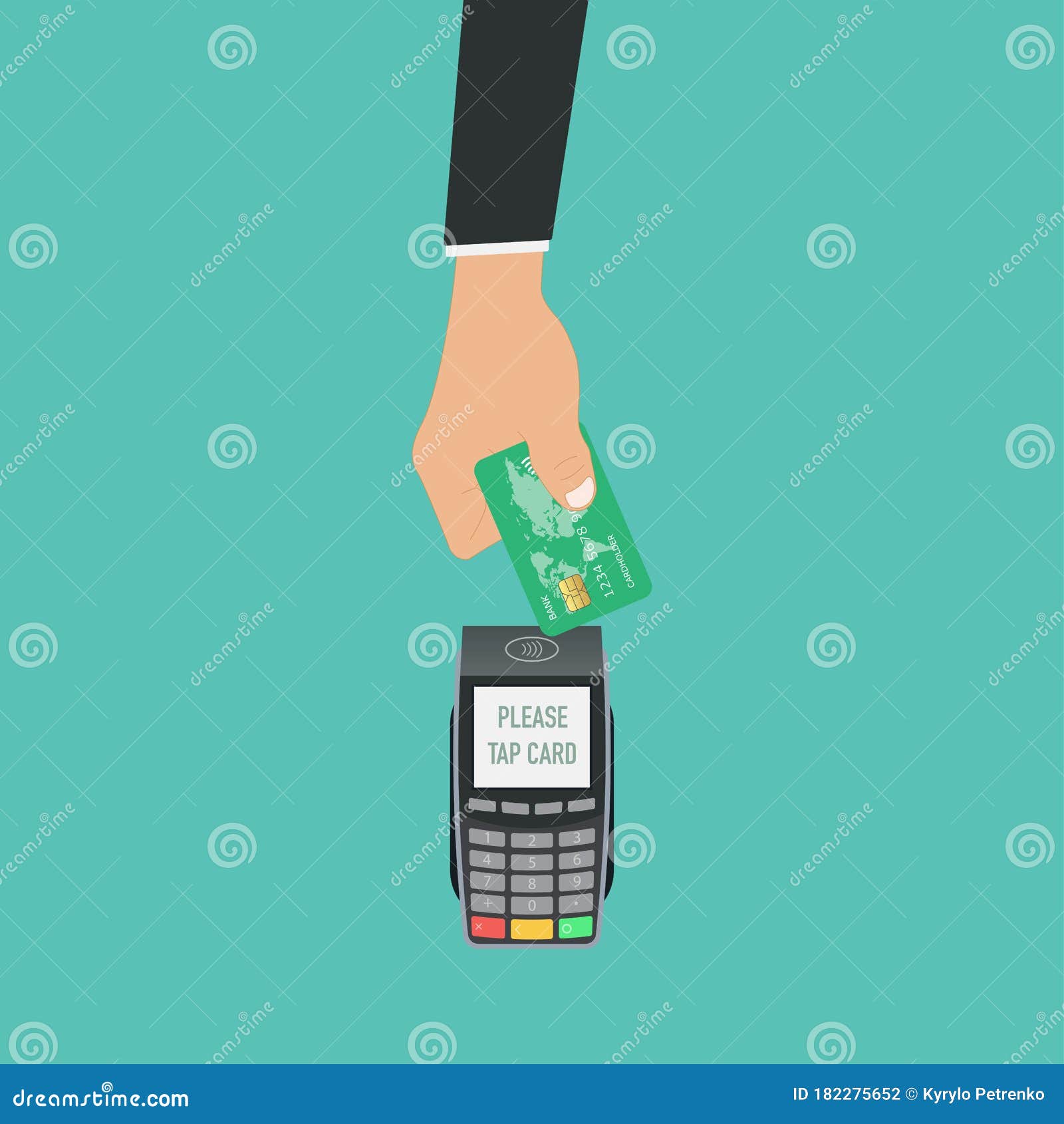 Nfc Tap Card Payment Contactless Terminal Vector Illustration Stock ...