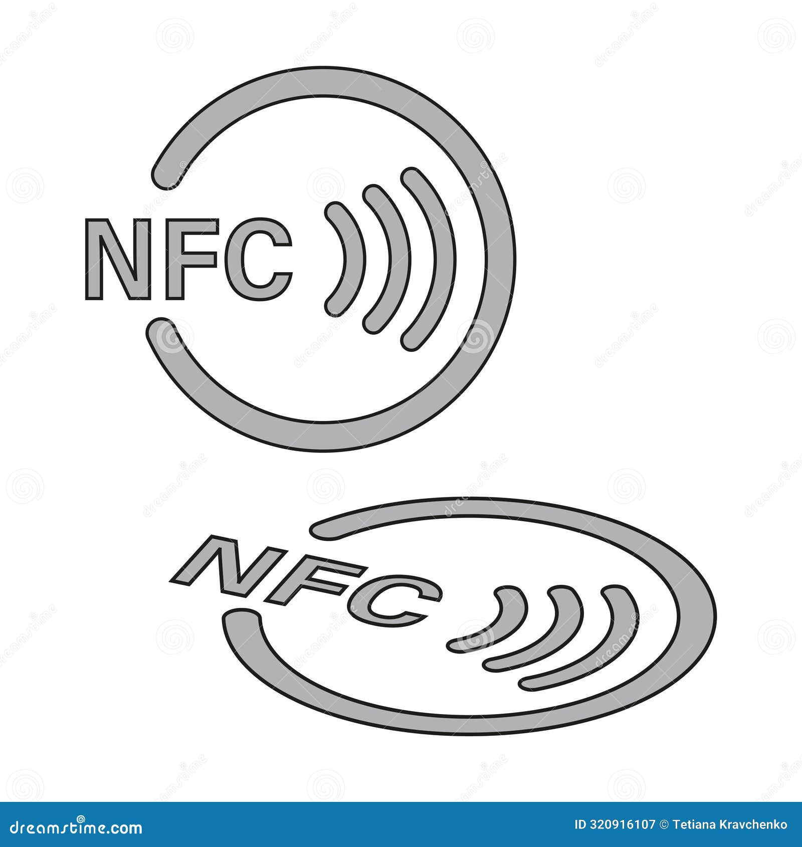 NFC Technology Icon. Grey Wireless Signal. Contactless Communication ...